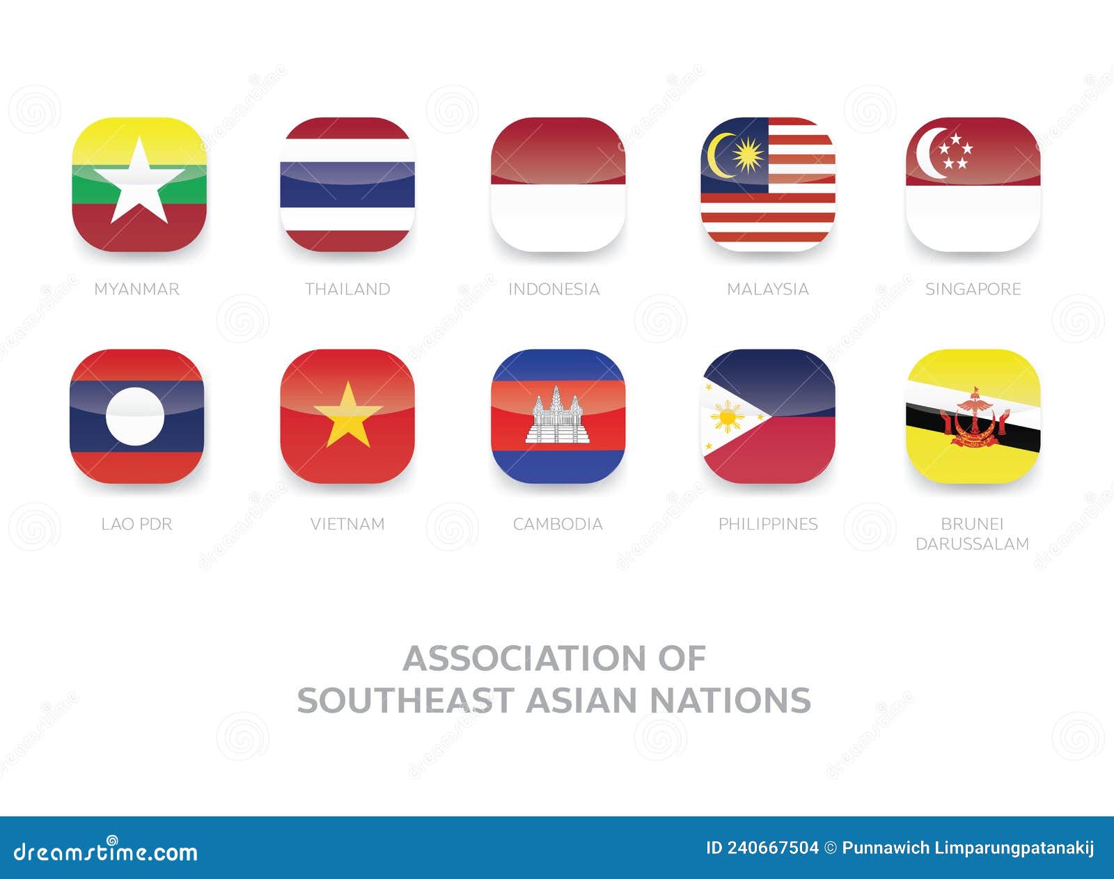 ASEAN Flag Country Set App Icon Vector Stock Vector - Illustration of ...