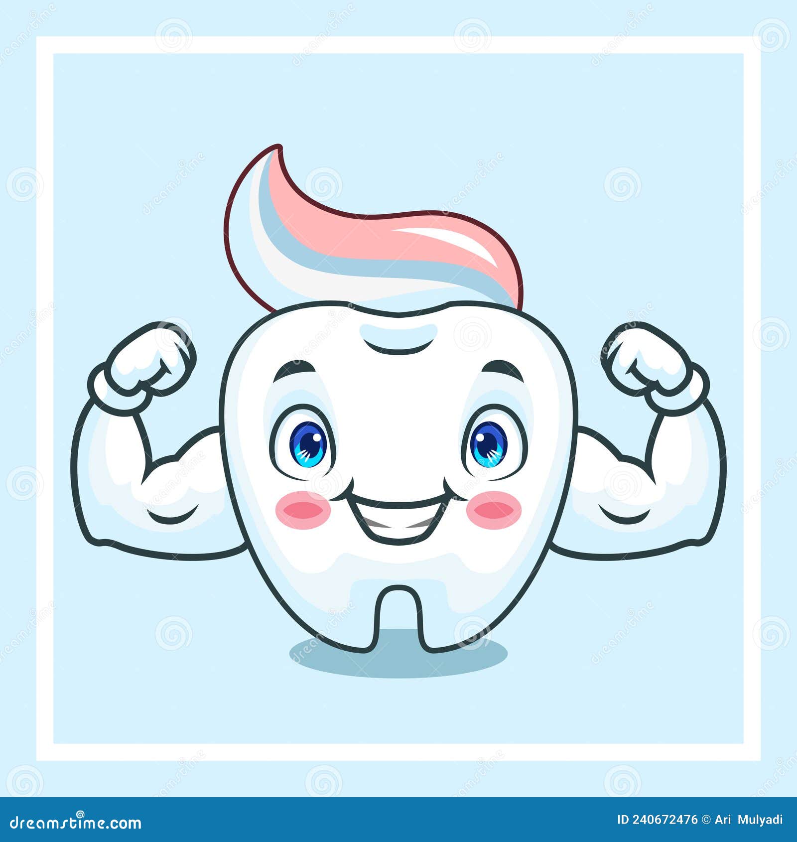 Cartoon Cute Little Teeth Showing Strong Teeth Stock Vector ...