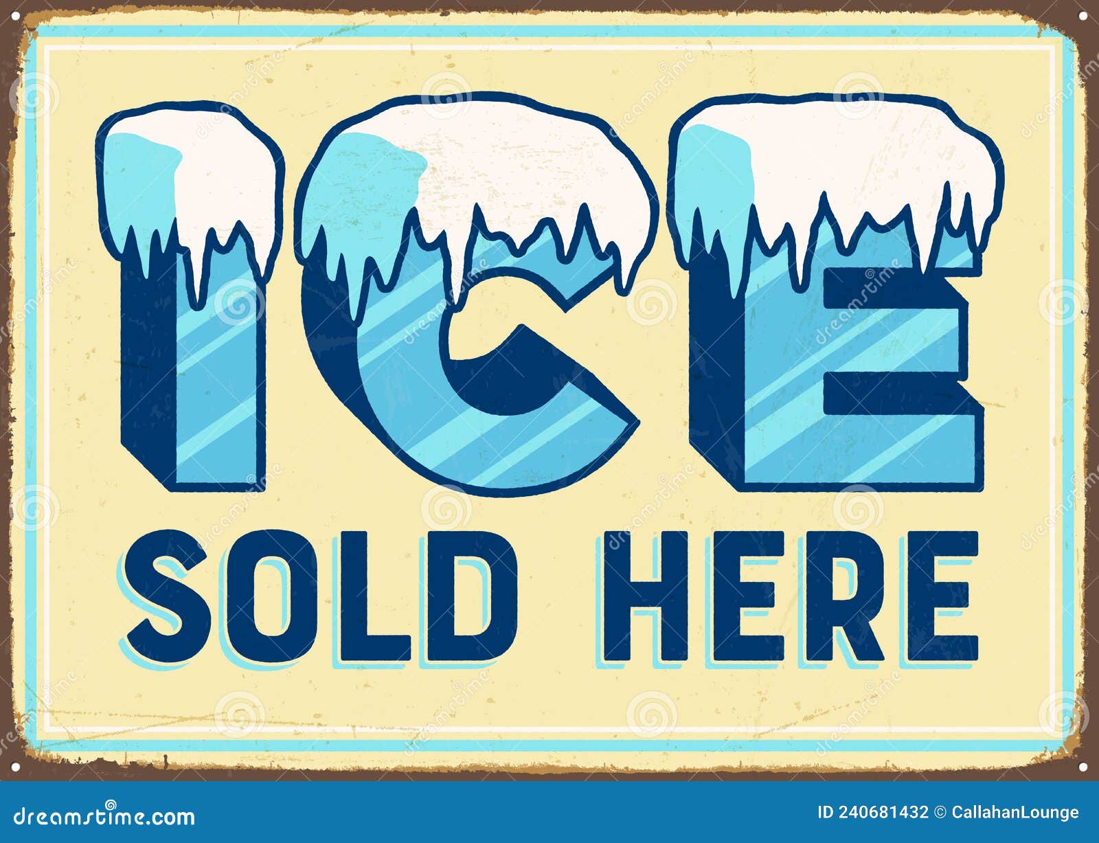 Ice Sold Here Vintage Style Rusty Metal Sign Stock Vector ...
