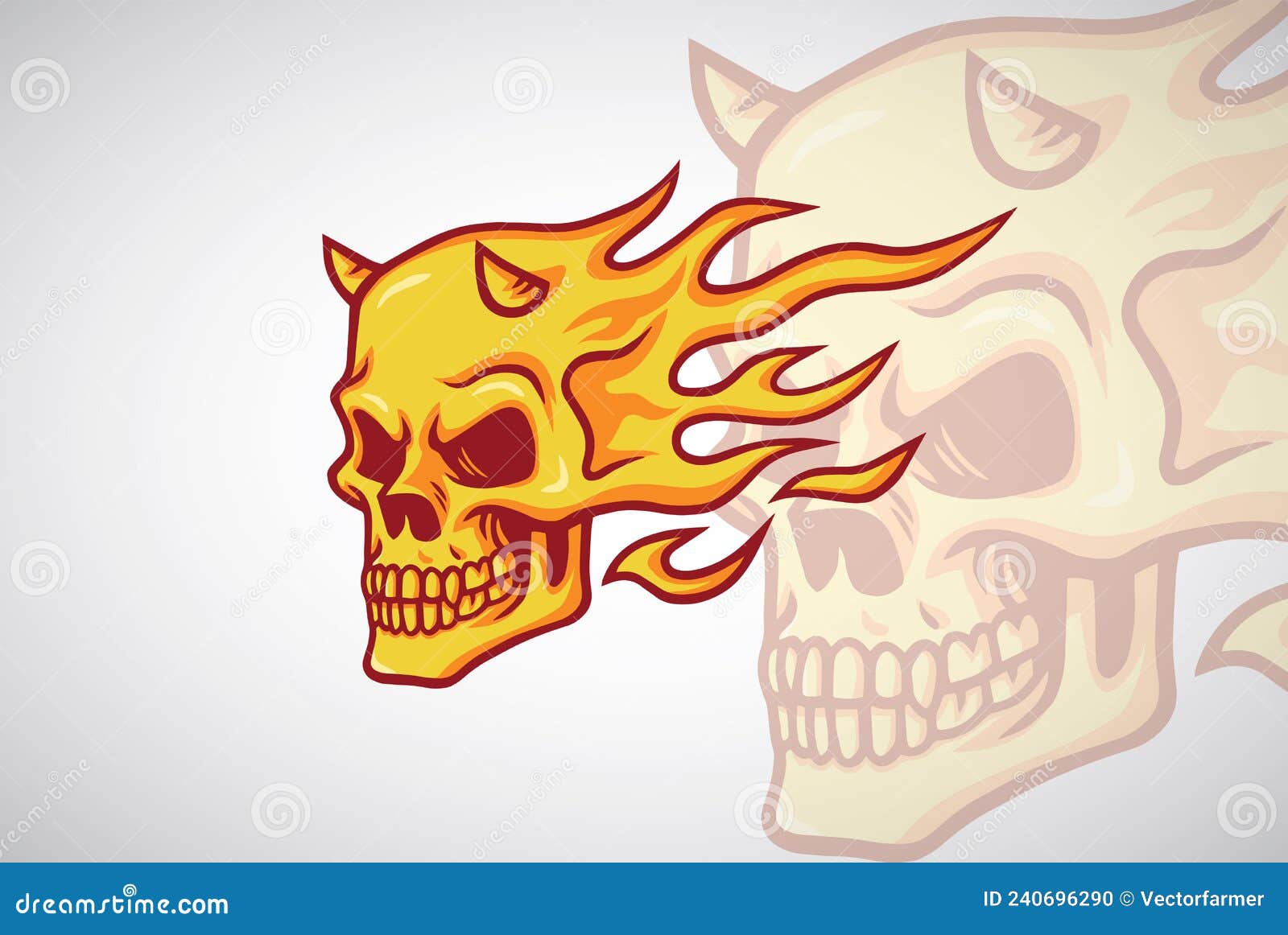 Skull Demon Devil Burning Fire Flame Logo Design Vector Art Icon Stock ...