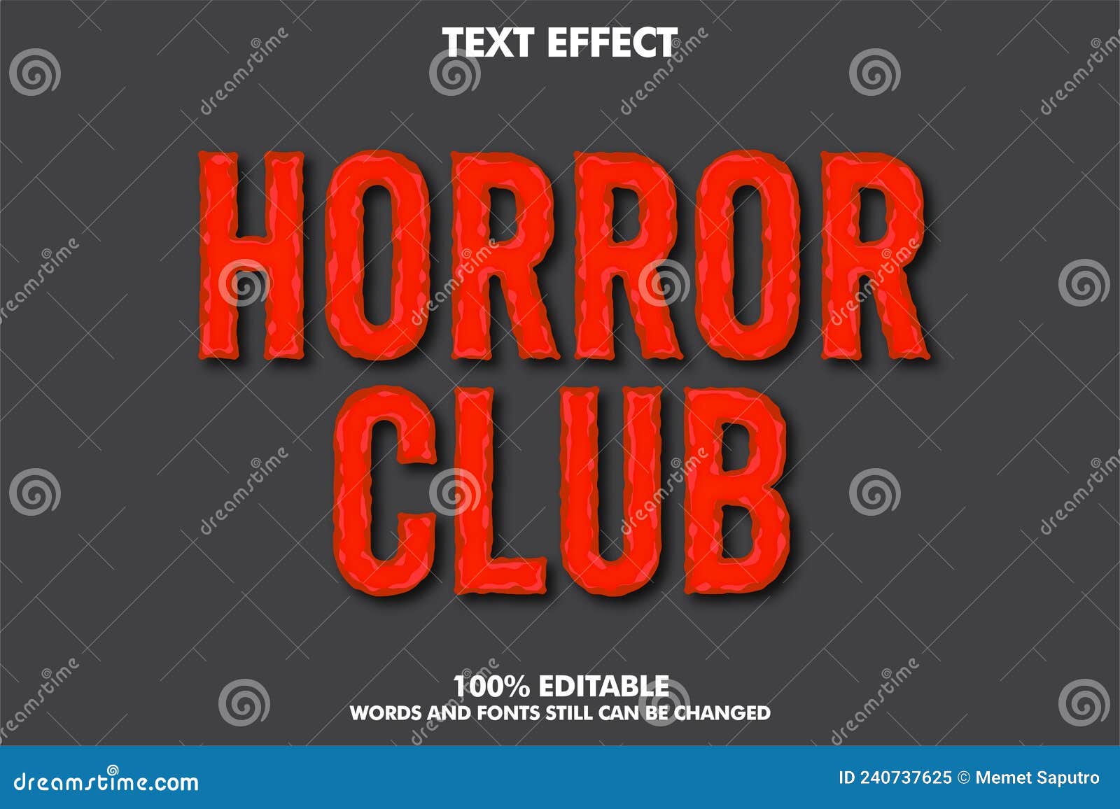 Horror Typography Template Design Stock Vector - Illustration of effect ...