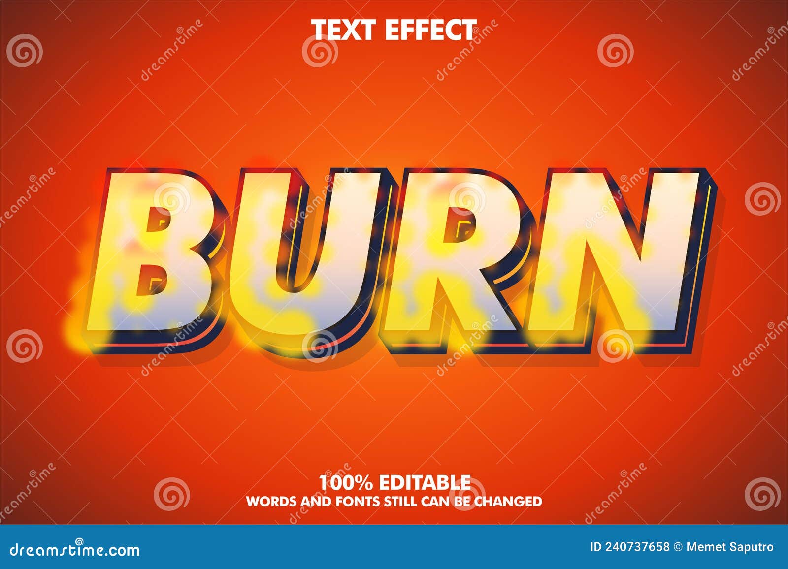 Burning Editable Text Effects Design Stock Vector - Illustration of ...