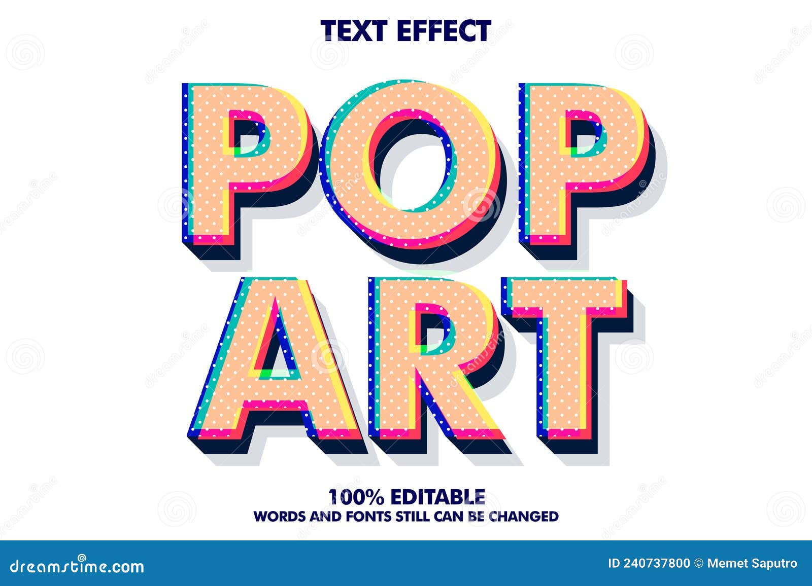 Cool Pop Art Text Effects Design Stock Vector - Illustration of color ...