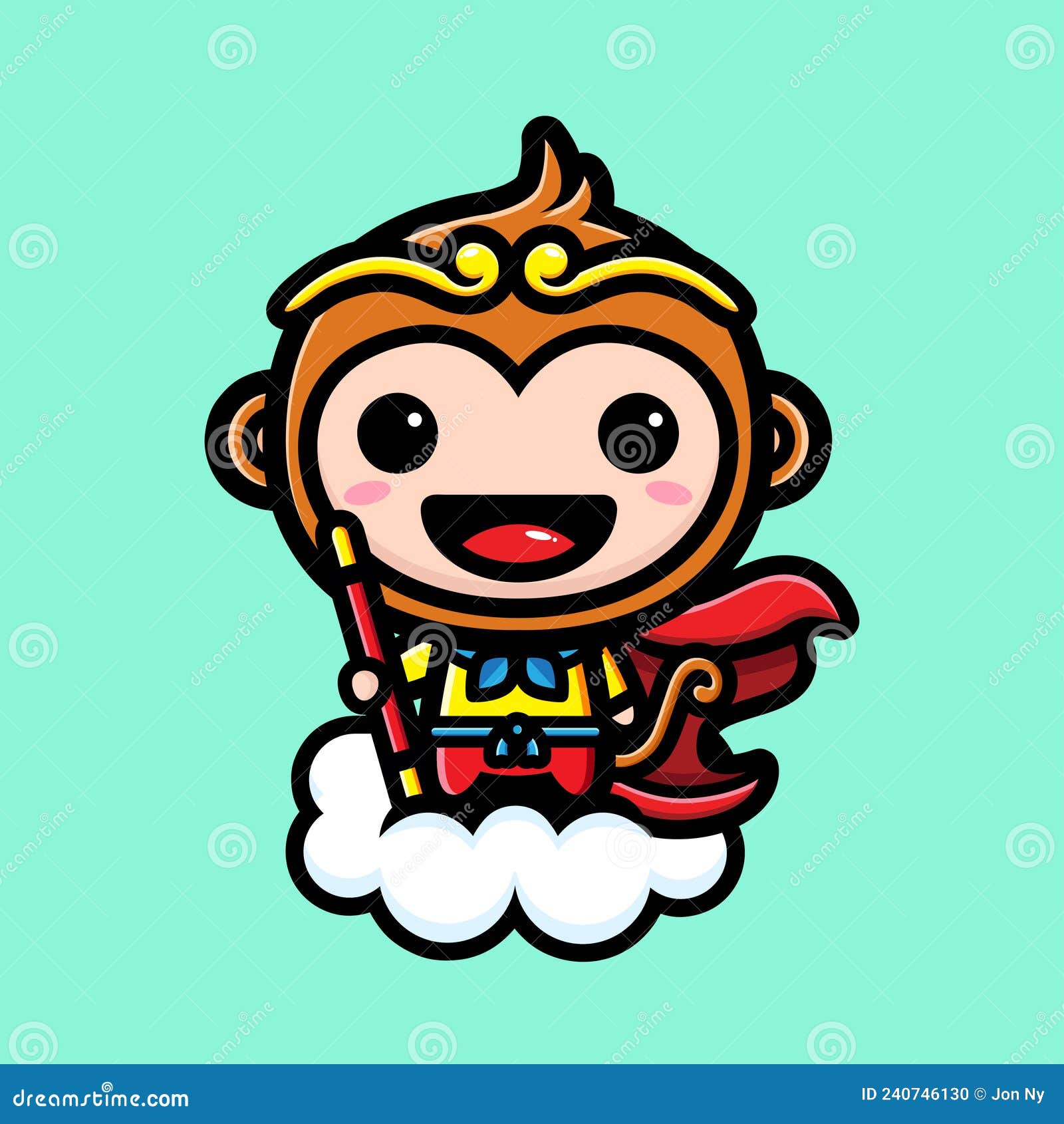 Cute Sun Wukong Cartoon Vector Design Stock Vector - Illustration of ...
