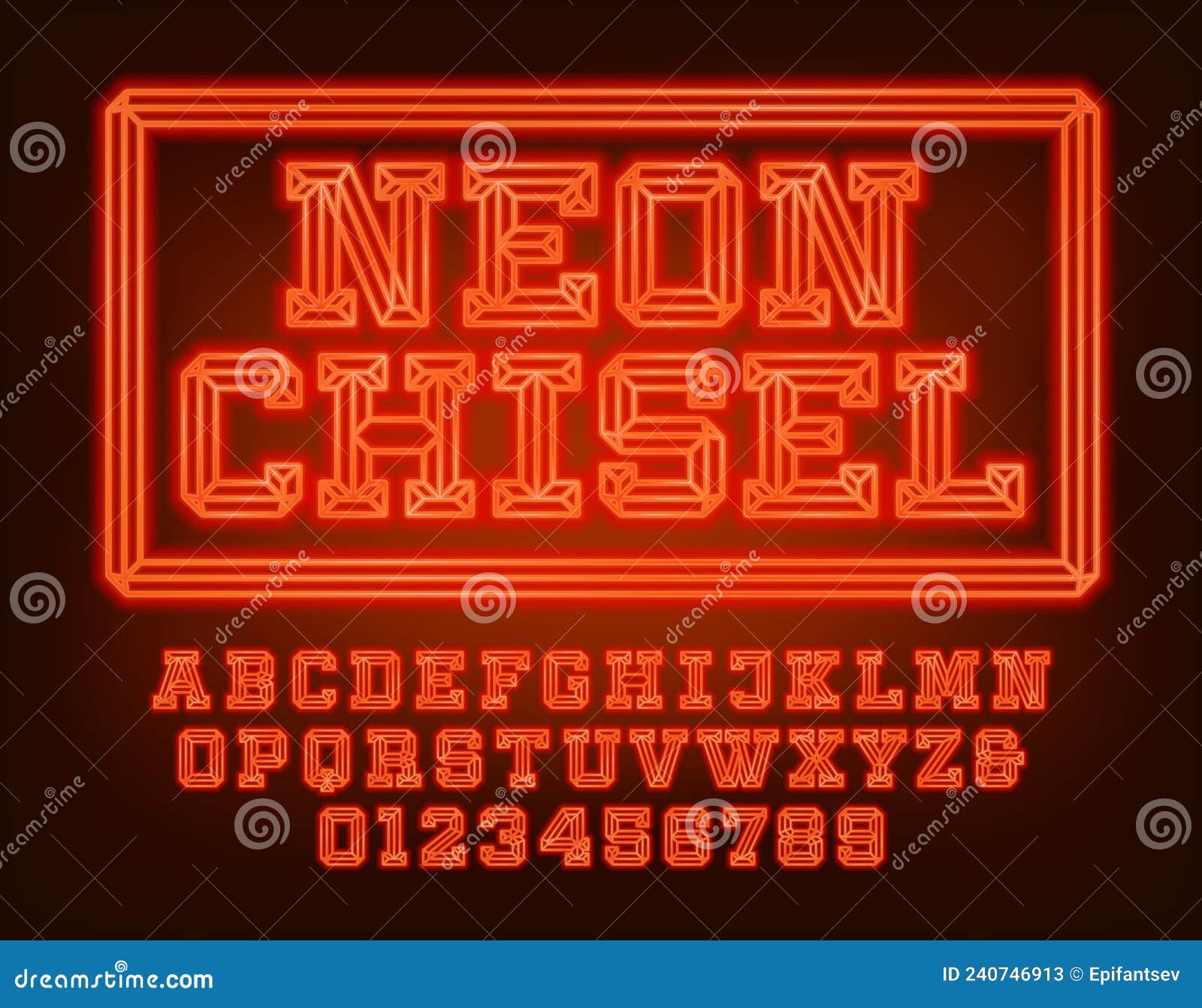 Chisel Alphabet Font. Type Letters And Numbers. Cartoon Vector ...