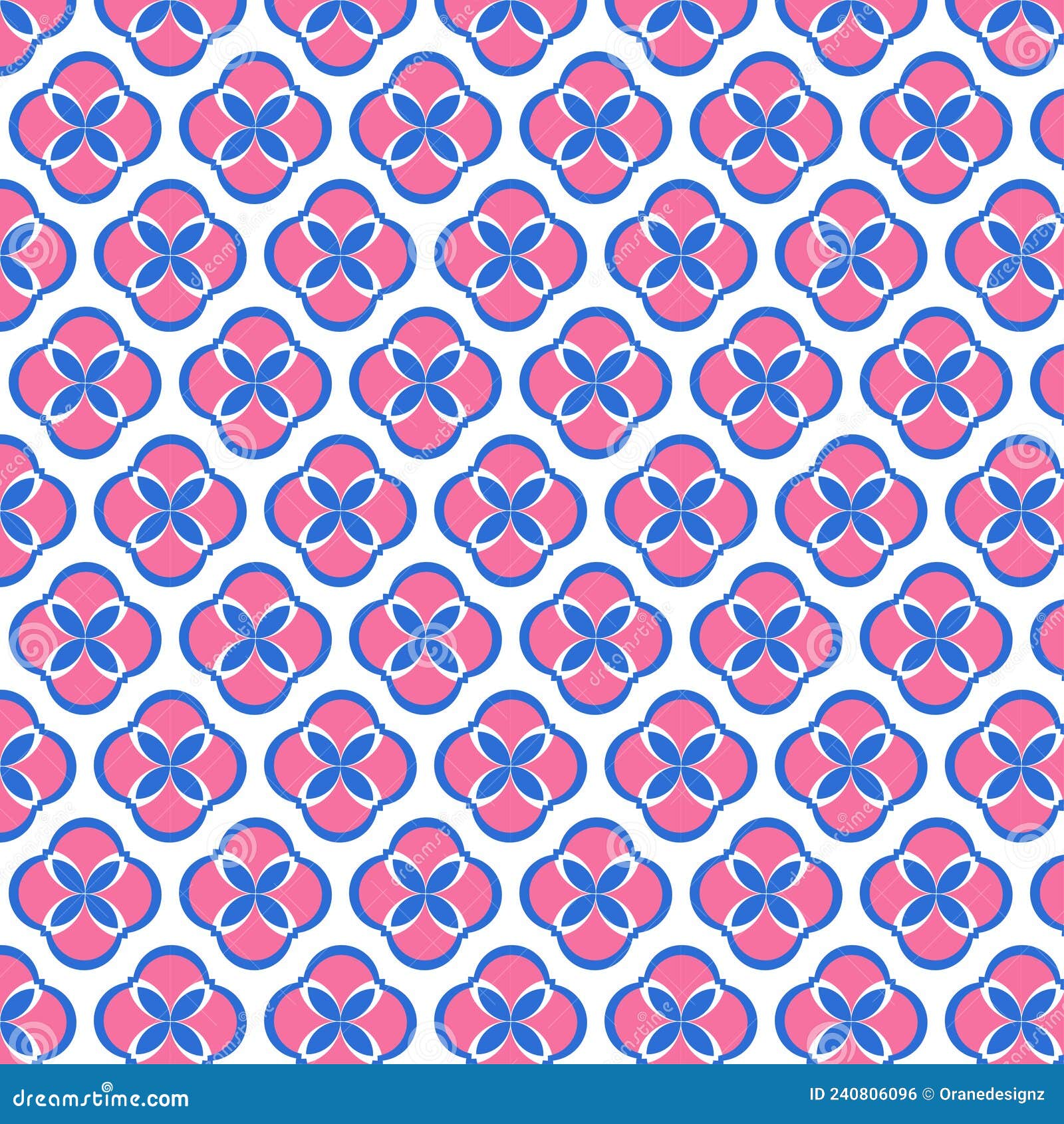 Floral Pink and Blue Seamless Pattern Background, Allover Vector ...
