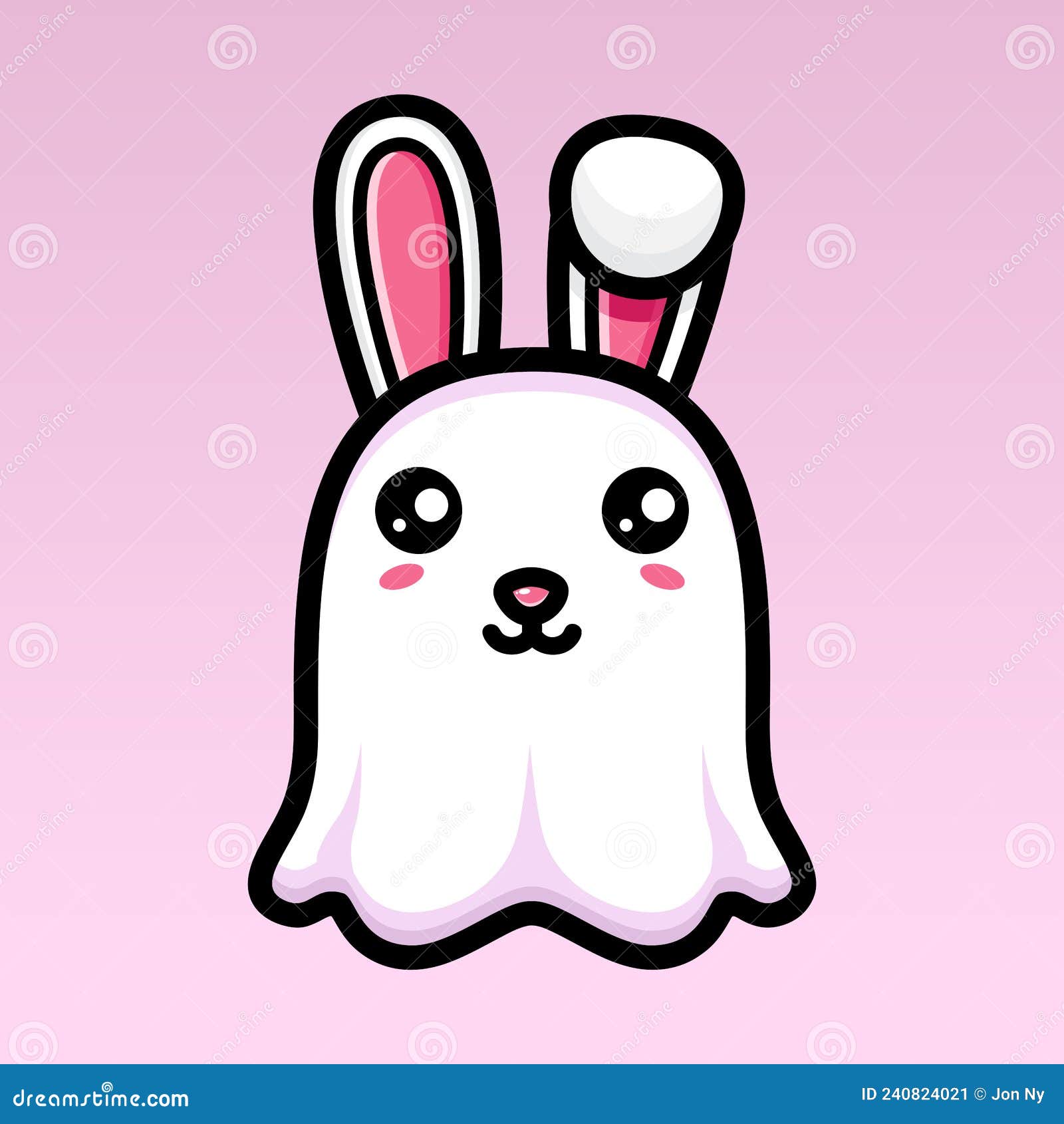 Cute Bunny Ghost Character Design Stock Vector - Illustration of ...