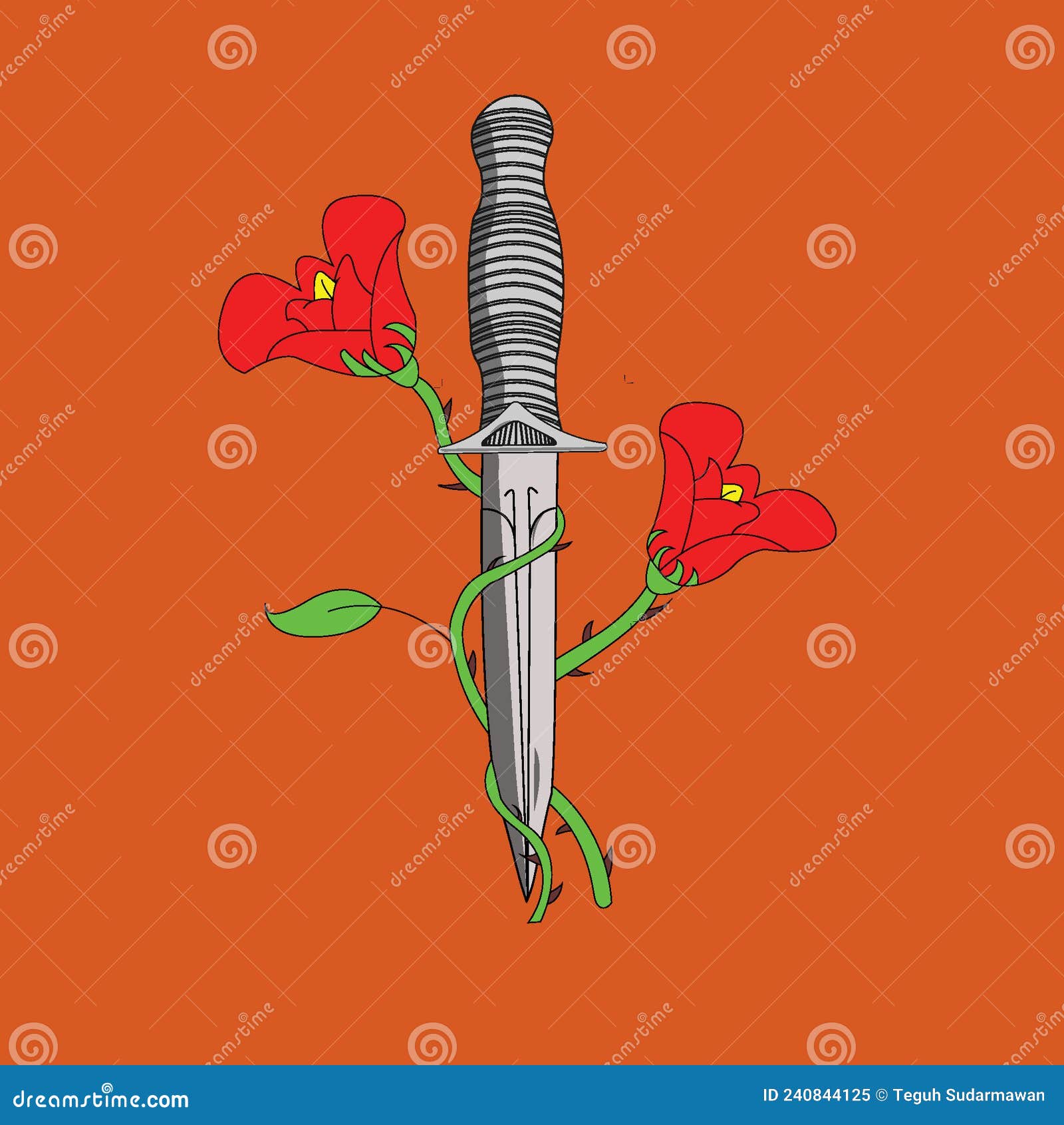 Dagger And Rose Tattoo Template. Traditional Tattoo Rose And Dagger Old ...