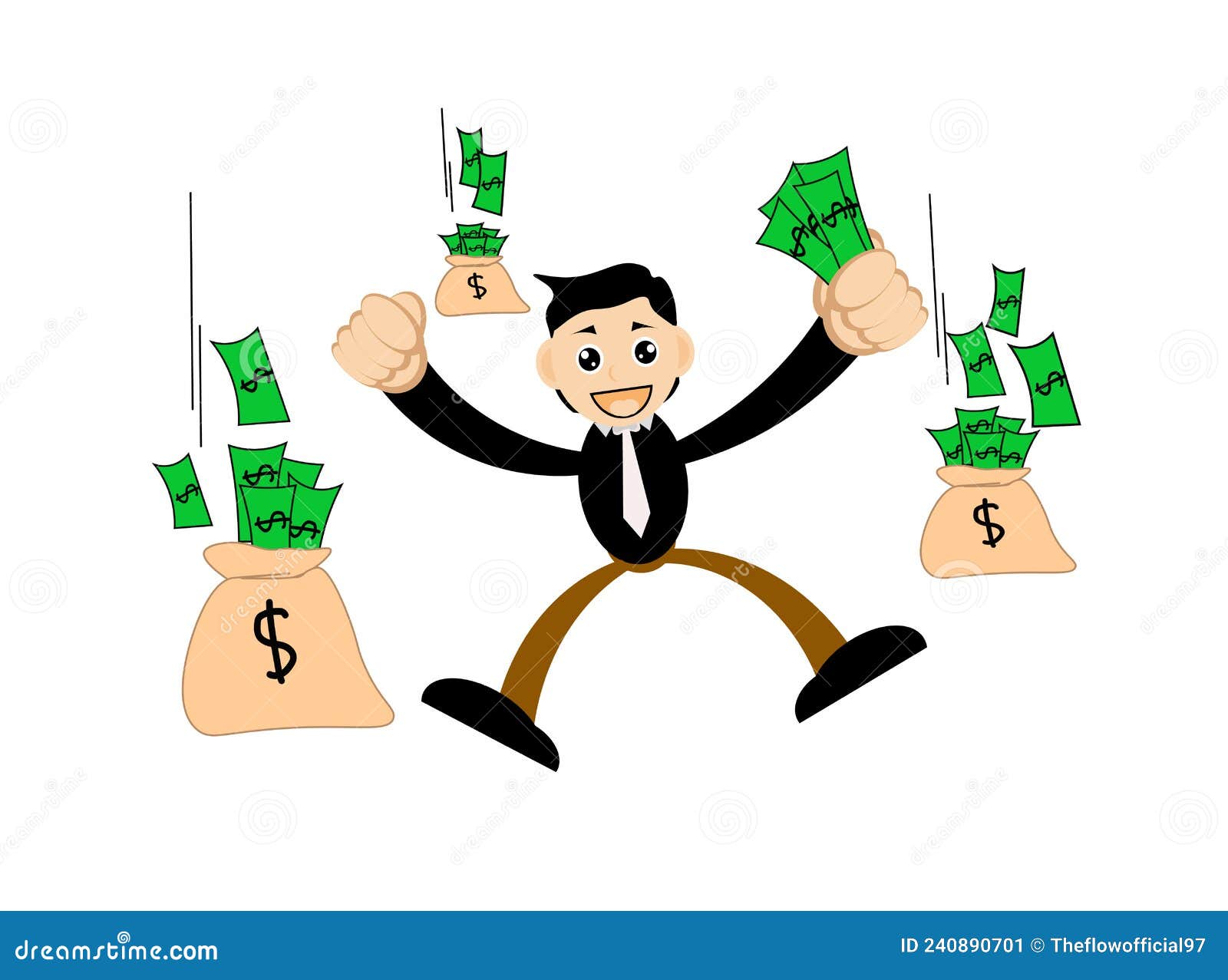 Illustrator Vector Graphic, Business Man Cartoon Who Earns a Lot of ...