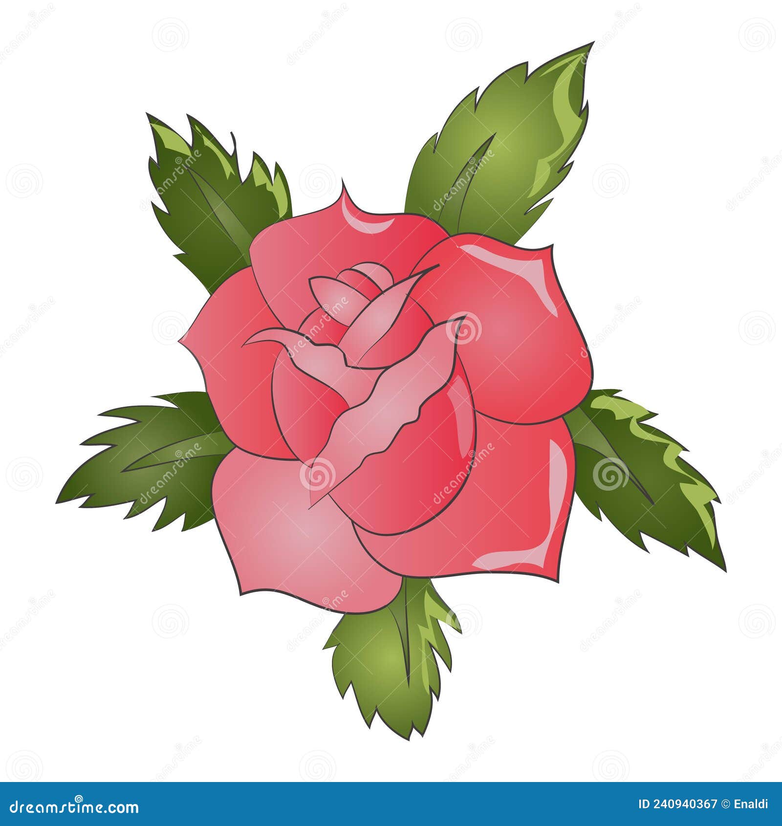 Simple Red Rose Flower Romantic Floral Decorative Vector Illustration ...