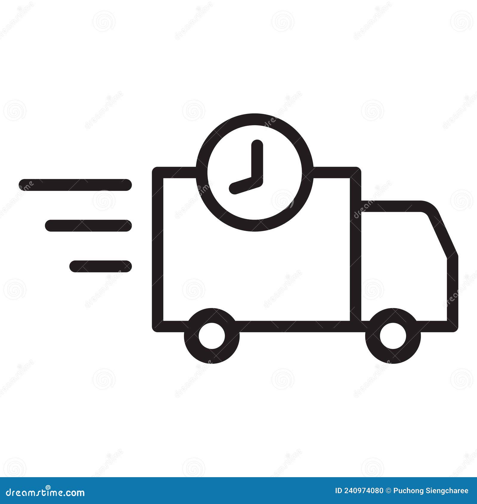 Delivery icon on time stock vector. Illustration of clock - 240974080