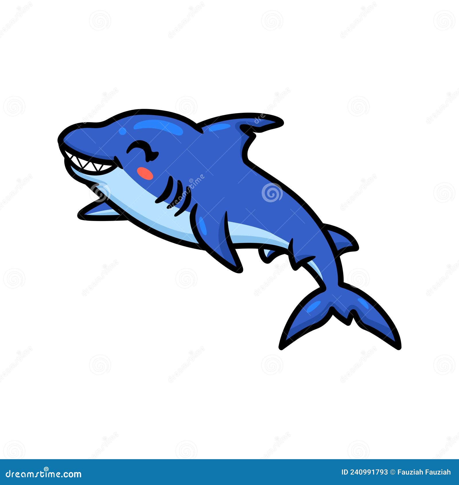 Cute Little Shark Cartoon Swimming Stock Vector - Illustration of happy ...