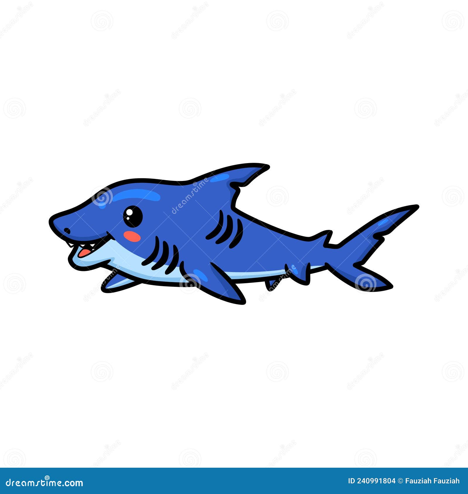 Cute Little Shark Cartoon Swimming Stock Vector - Illustration of ...