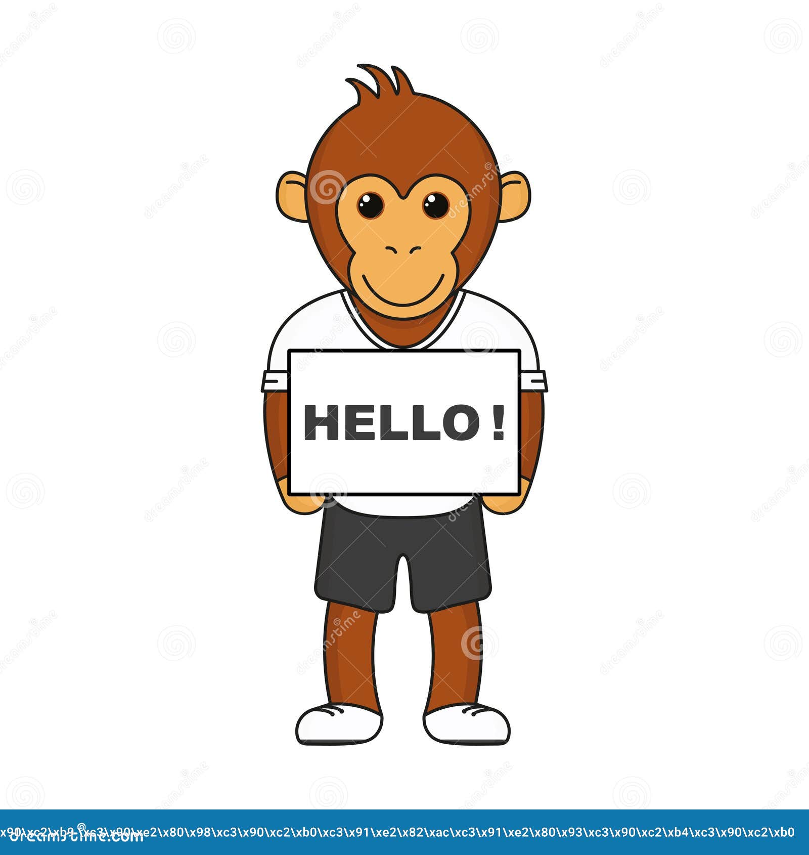 Wise Dressed Monkey with Hello Inscription Stock Illustration ...