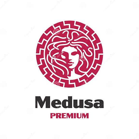 Medusa with Greek Pattern Logo Design Stock Vector - Illustration of ...
