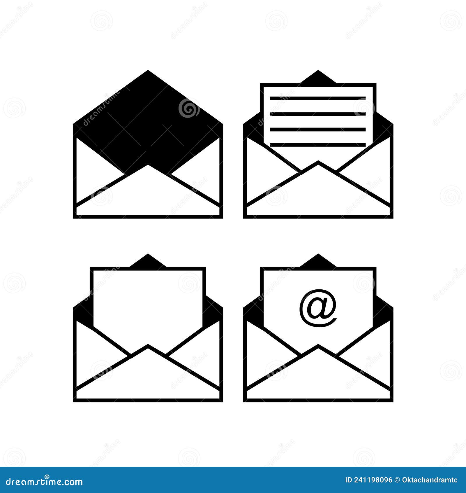 White Envelope Icon Set Illustration Design. Basic Element Graphic ...
