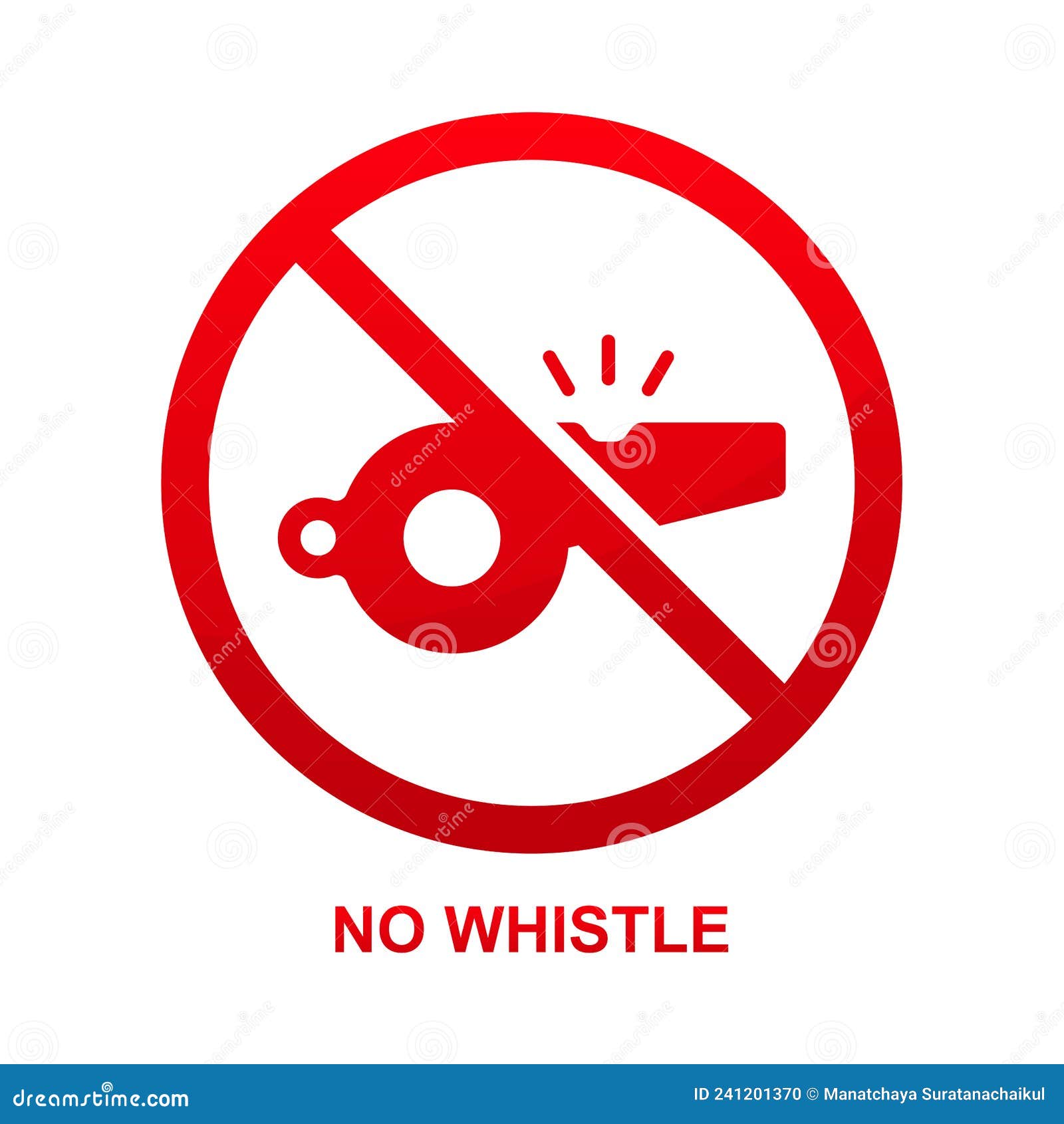 No Whistle Sign Isolated on White Background Stock Vector ...