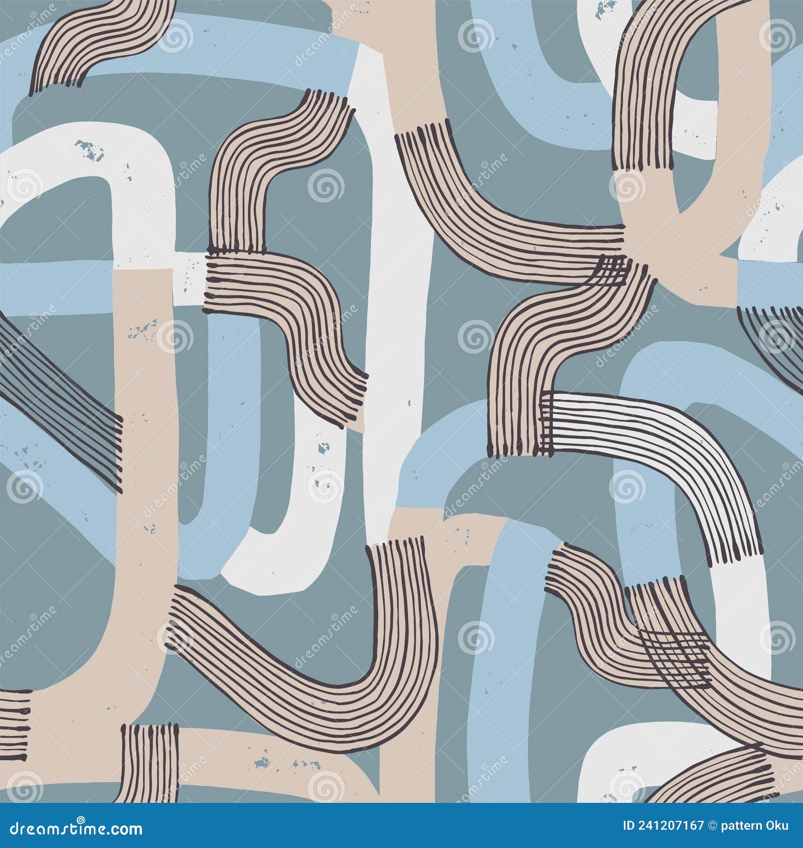 Vector Contemporary Modern Line Painting Artwork Illustration Seamless ...