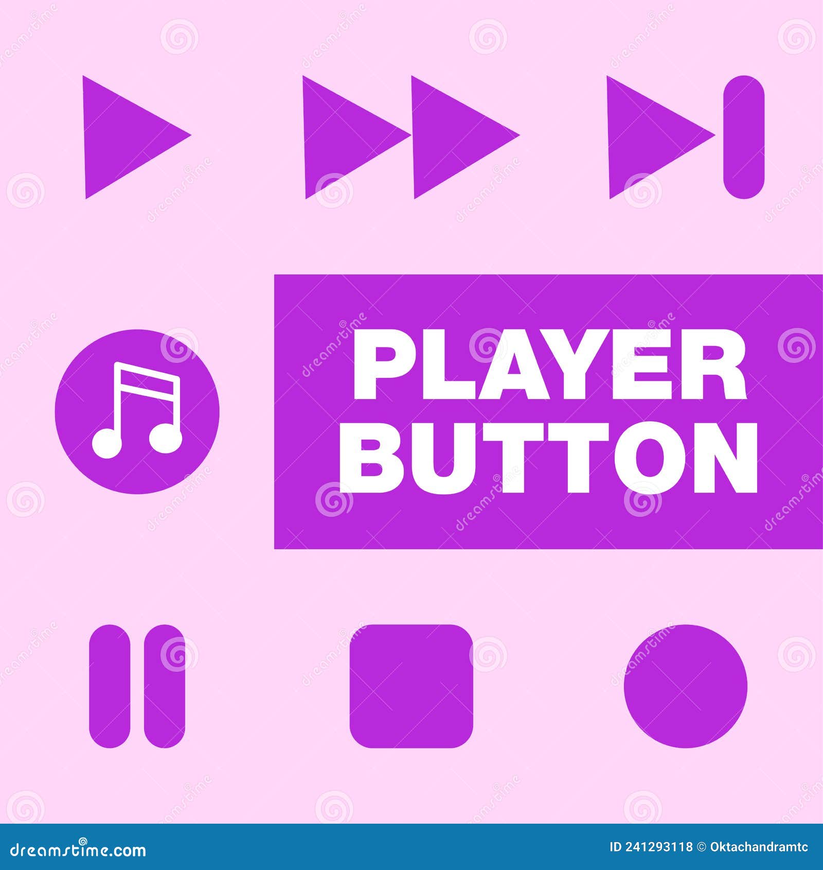 Purple Player Button Set Illustration Vector. Editable Icon in Eps10 ...