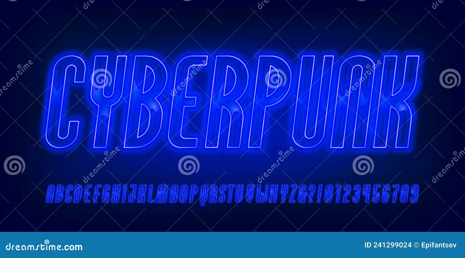Cyberpunk Alphabet Font. Neon Letters, Numbers And Symbols. Vector ...