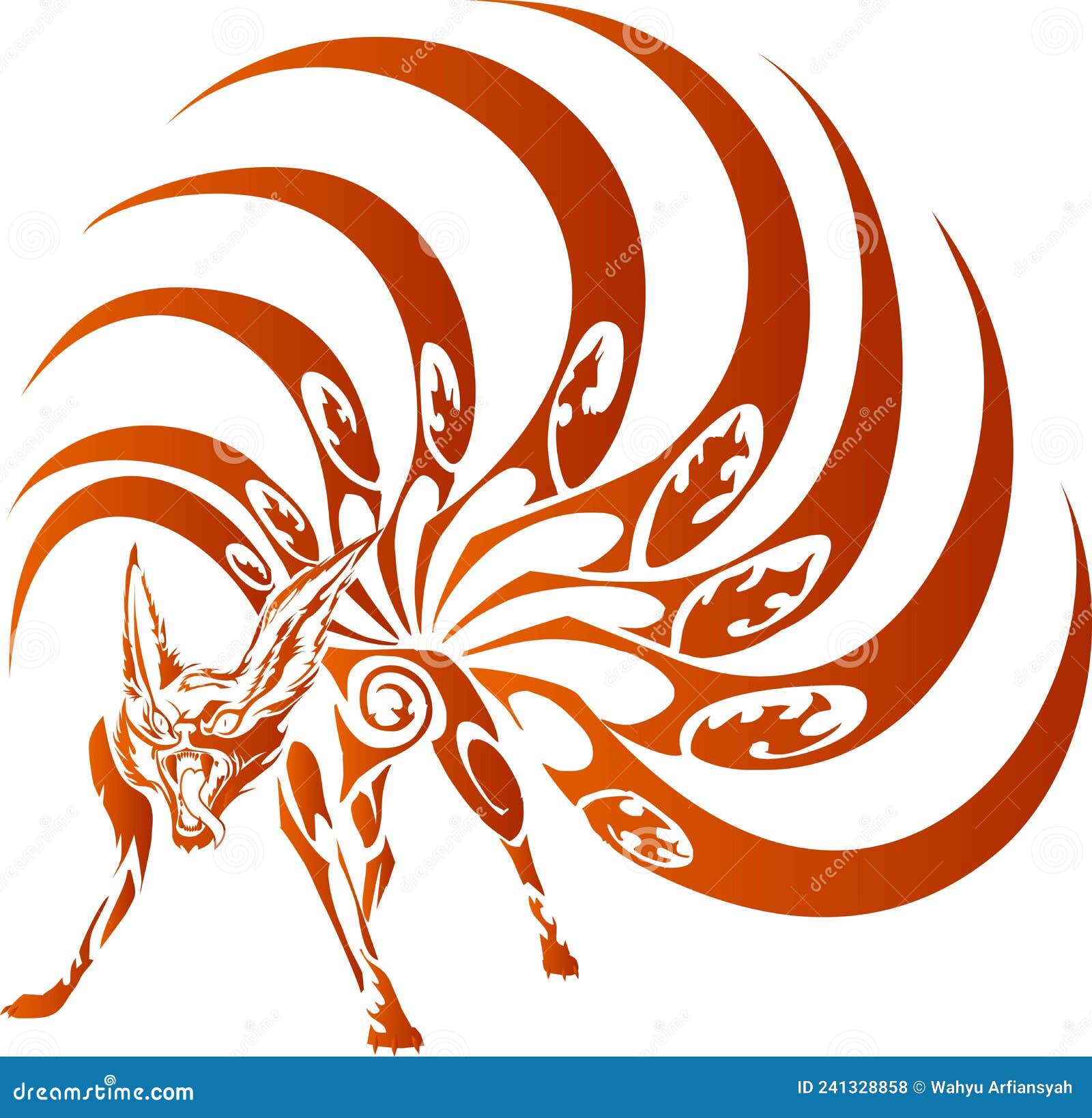 Nine-Tailed Fox Illustration Stock Vector - Illustration of decoration ...