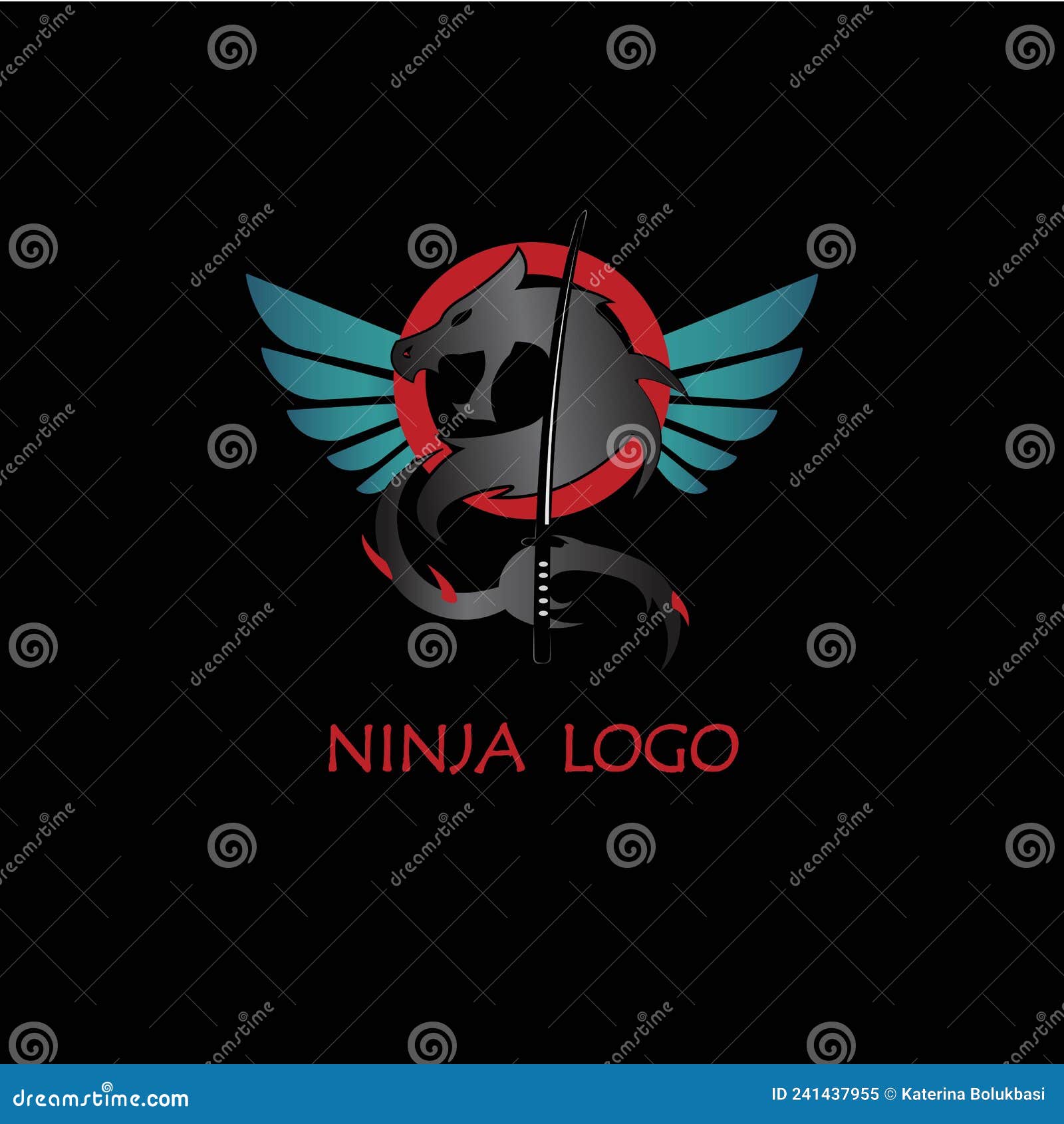 Ninja Symbol Logo Martial Arts Emblem Dragon Power Stock Vector ...