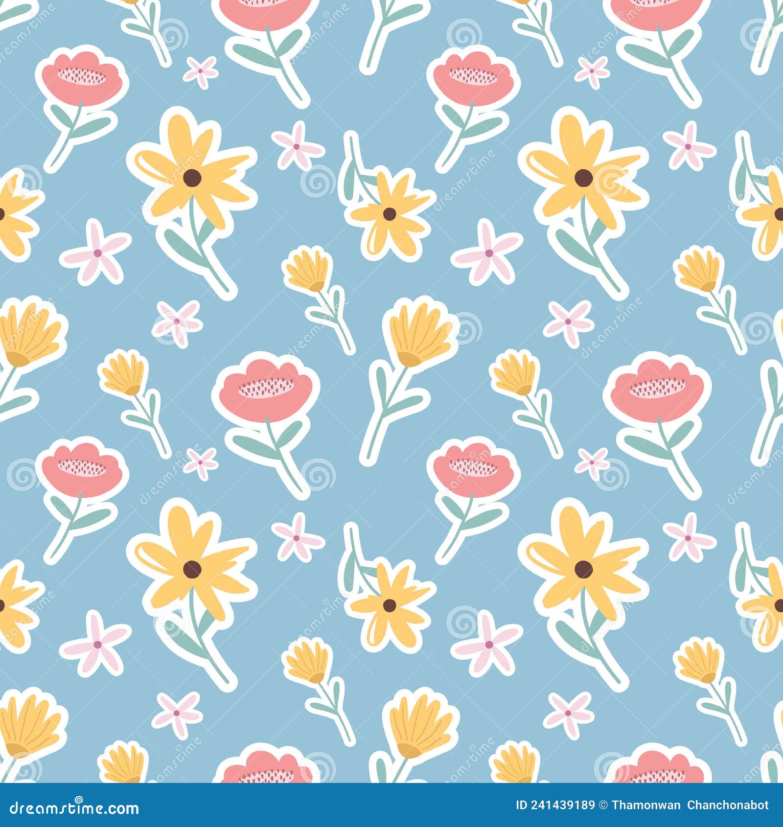 Cute Florals Seamless Design Stock Vector - Illustration of nature ...