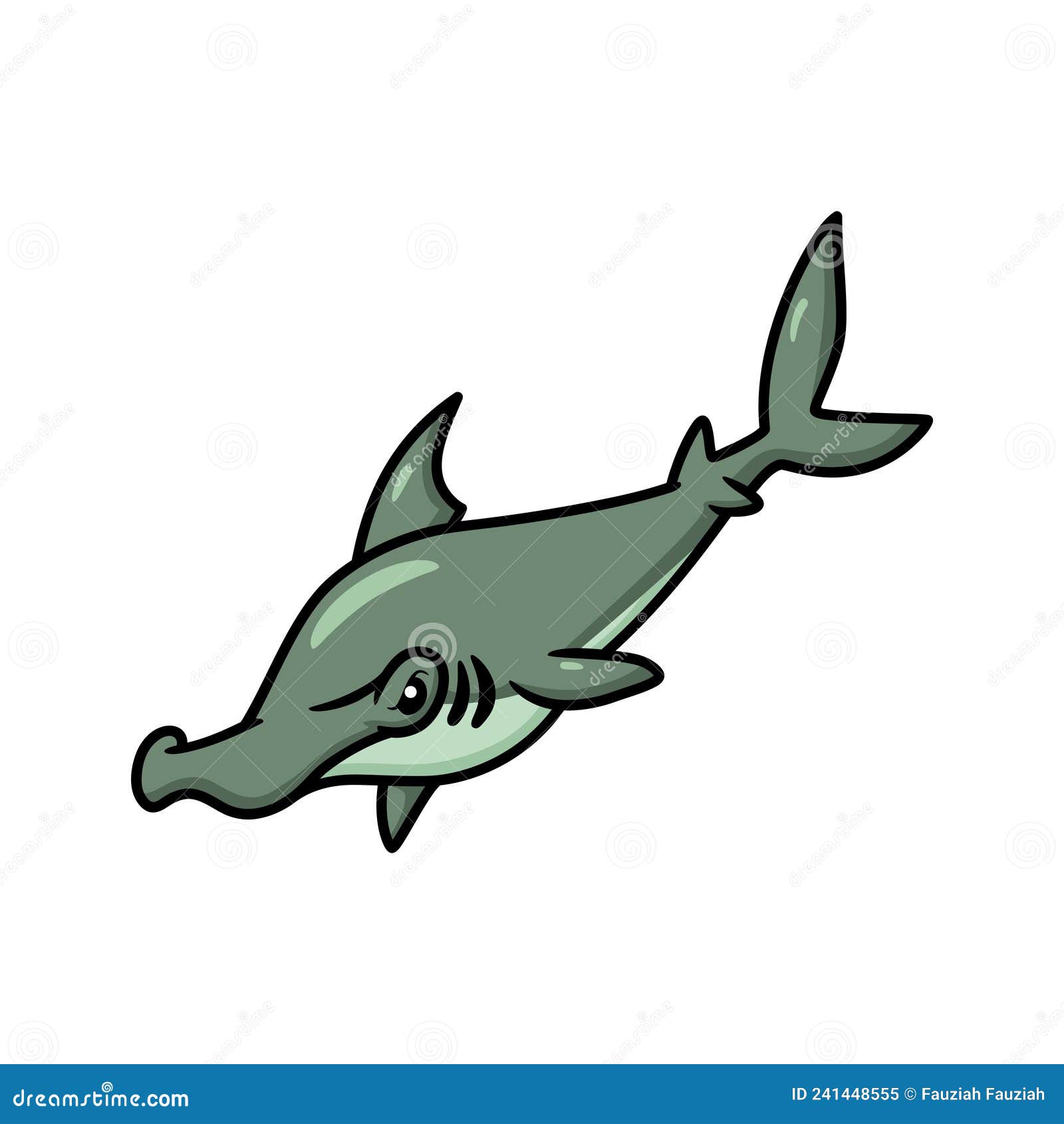 Cute Little Hammerhead Shark Cartoon Swimming Stock Vector ...