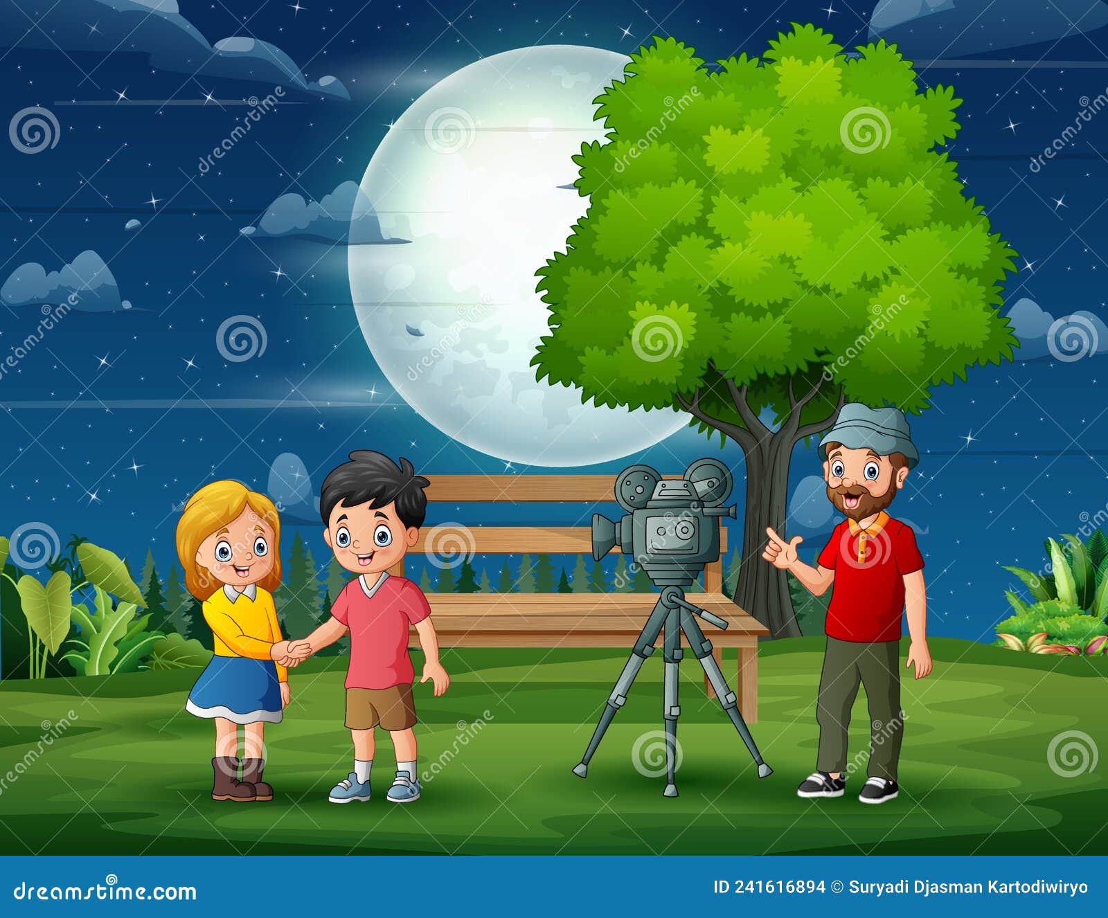 Young Couple Being Filmed by Cameraman Stock Vector - Illustration of ...