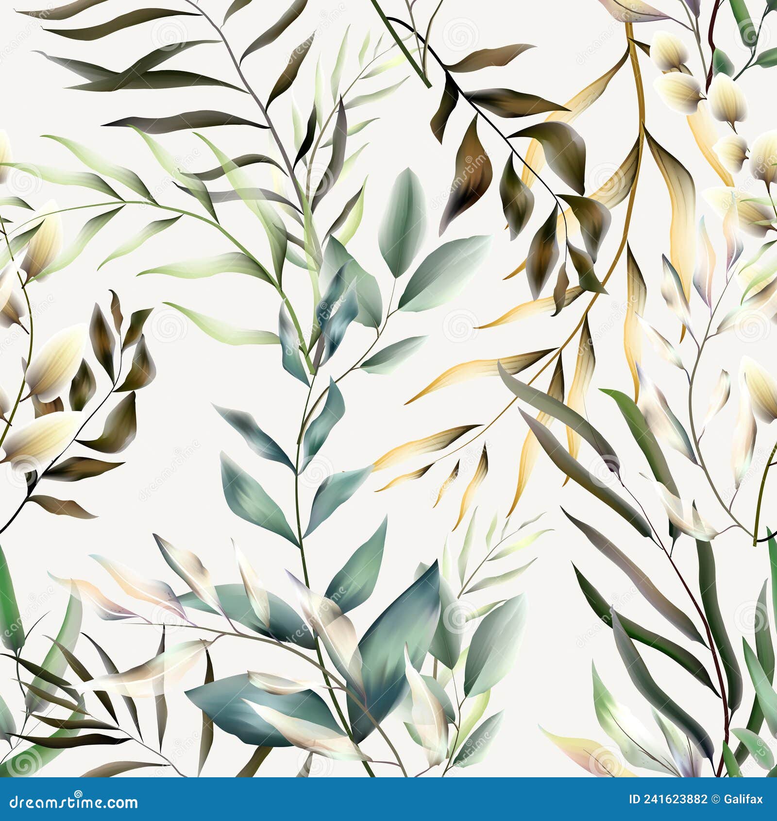 Vector Seamless Pattern with Leaves. Botanical Background Stock Vector ...