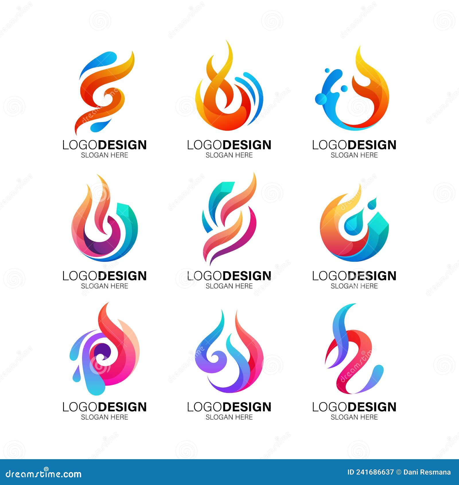 Set of Fire and Ice Logo Design for Your HVAC and Company Stock Vector ...