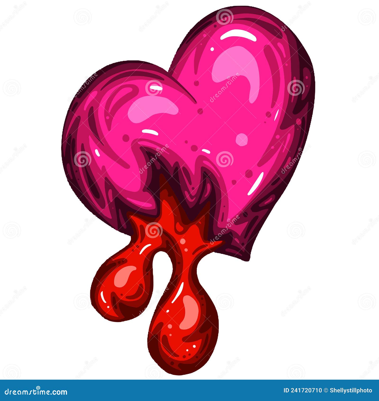 Pink Dead Zombie Heart Cartoon Illustration with Blood and for ...