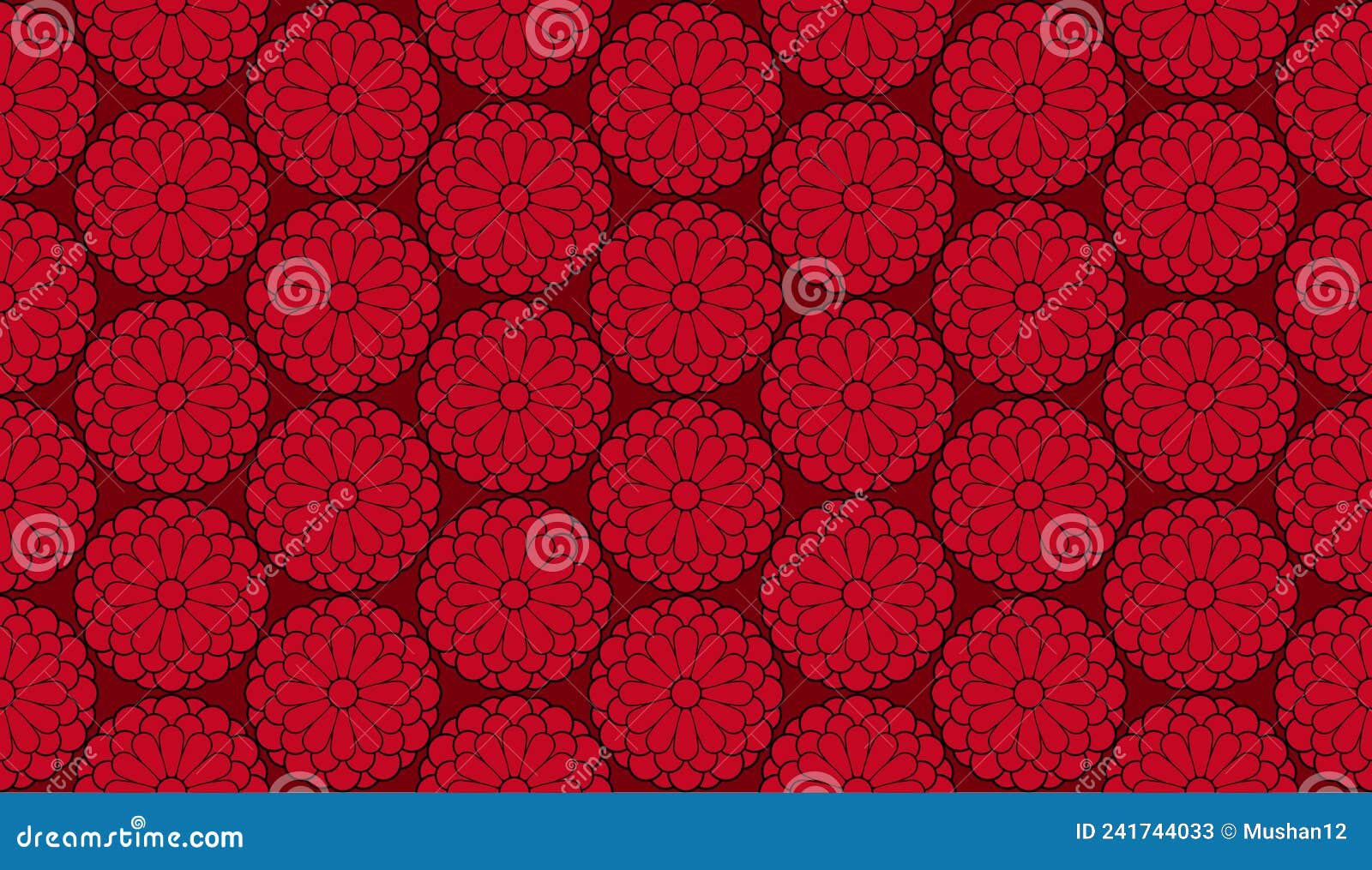 Red Chrysanthemum Flower Pattern. Kiku Japanese Decorative Floral ...
