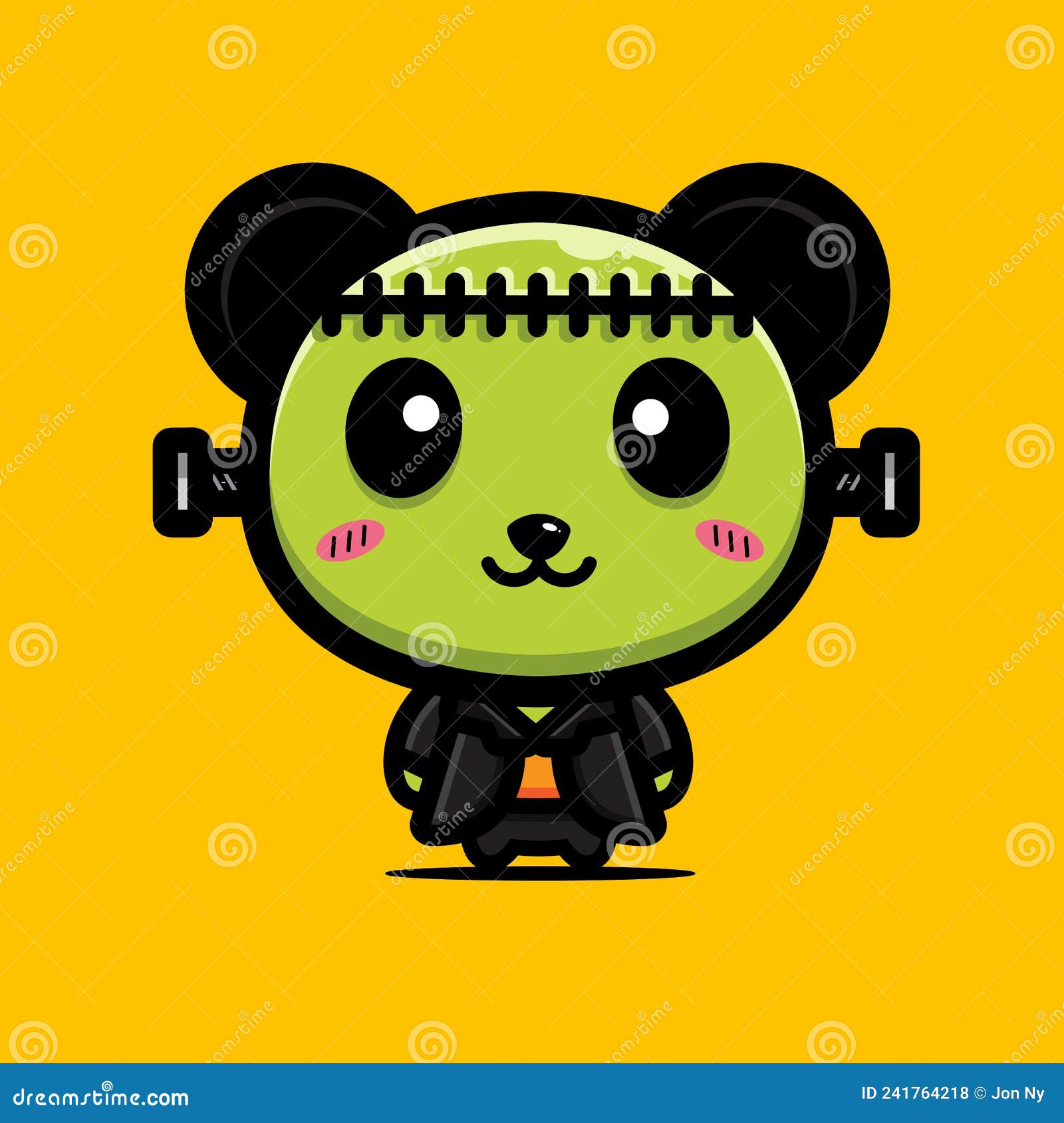 Cute Panda Monster Character Design Stock Vector - Illustration of ...