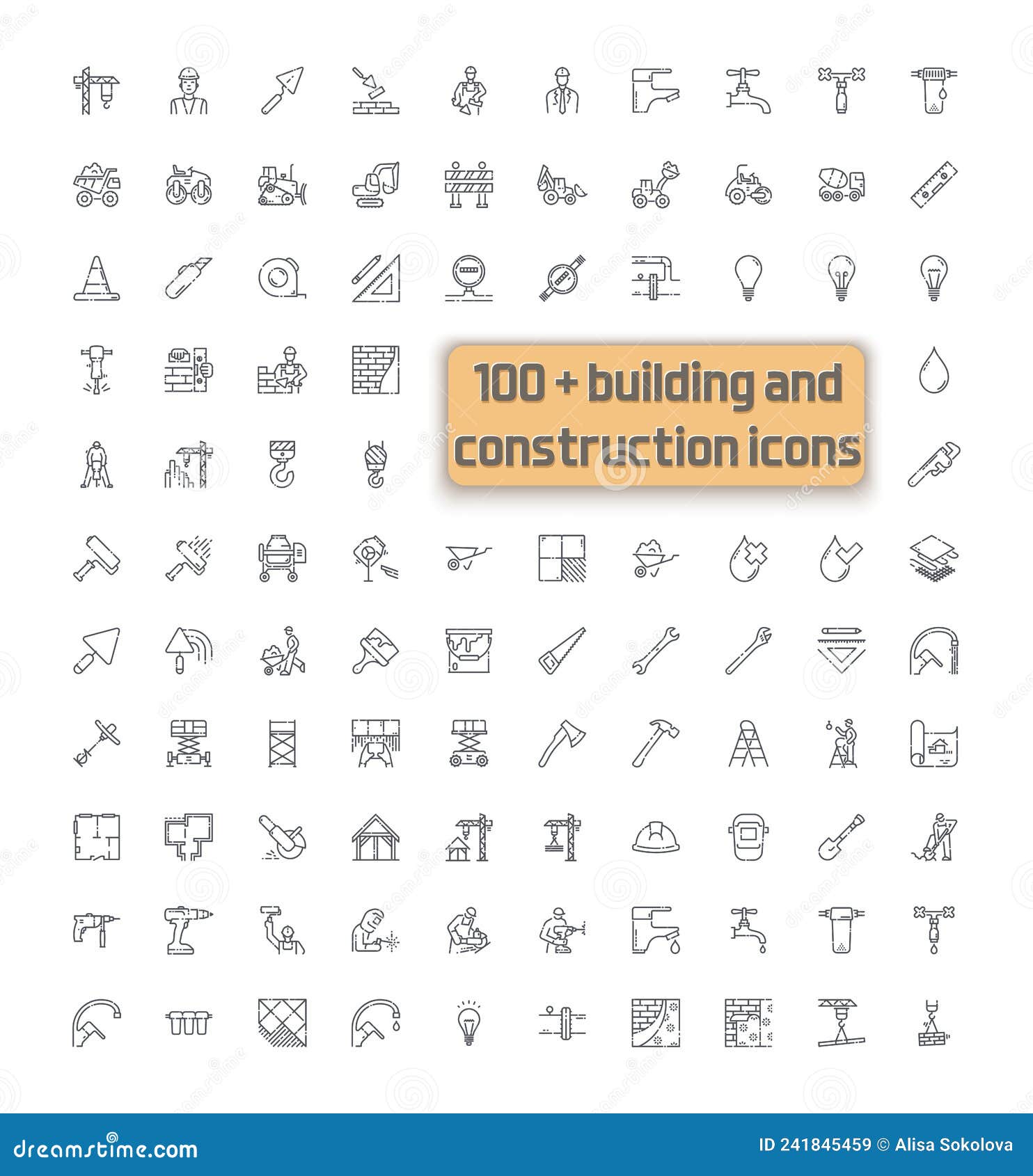 Set of Vector Construction Line Icons Isolated Stock Vector ...