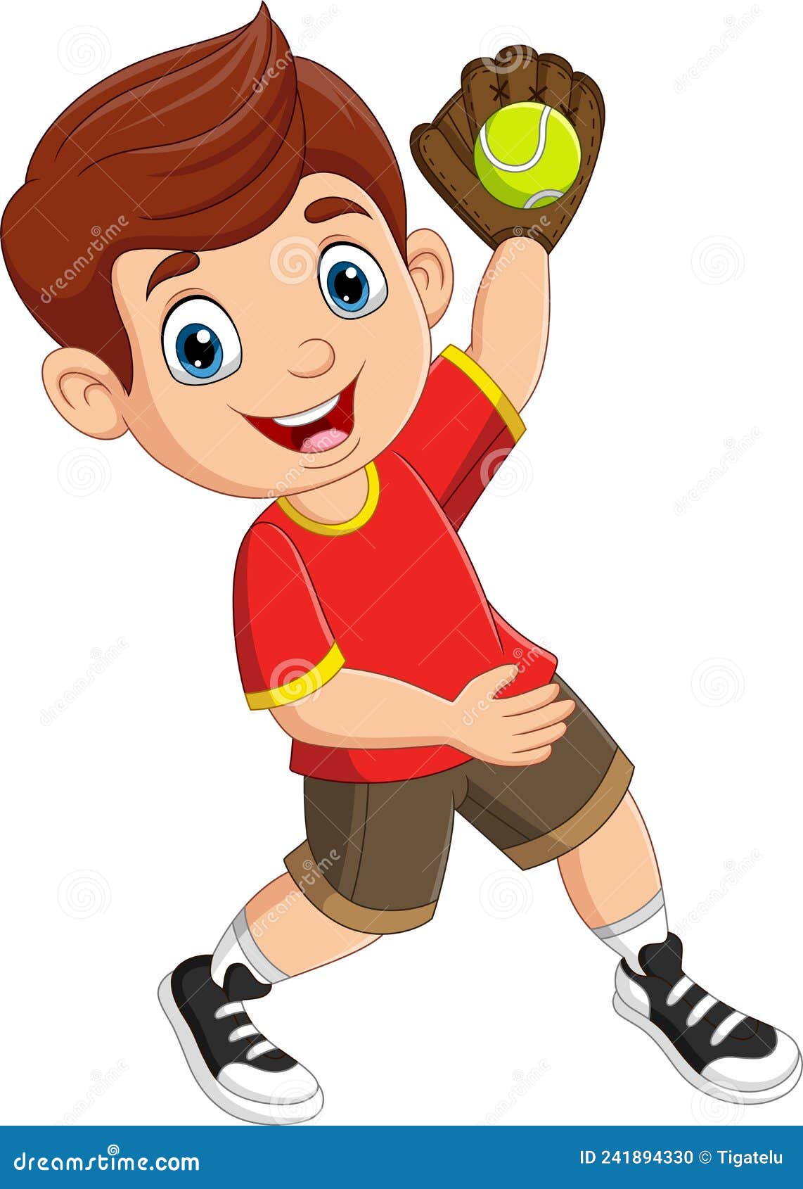Cartoon Little Boy Playing a Baseball Stock Vector - Illustration of ...