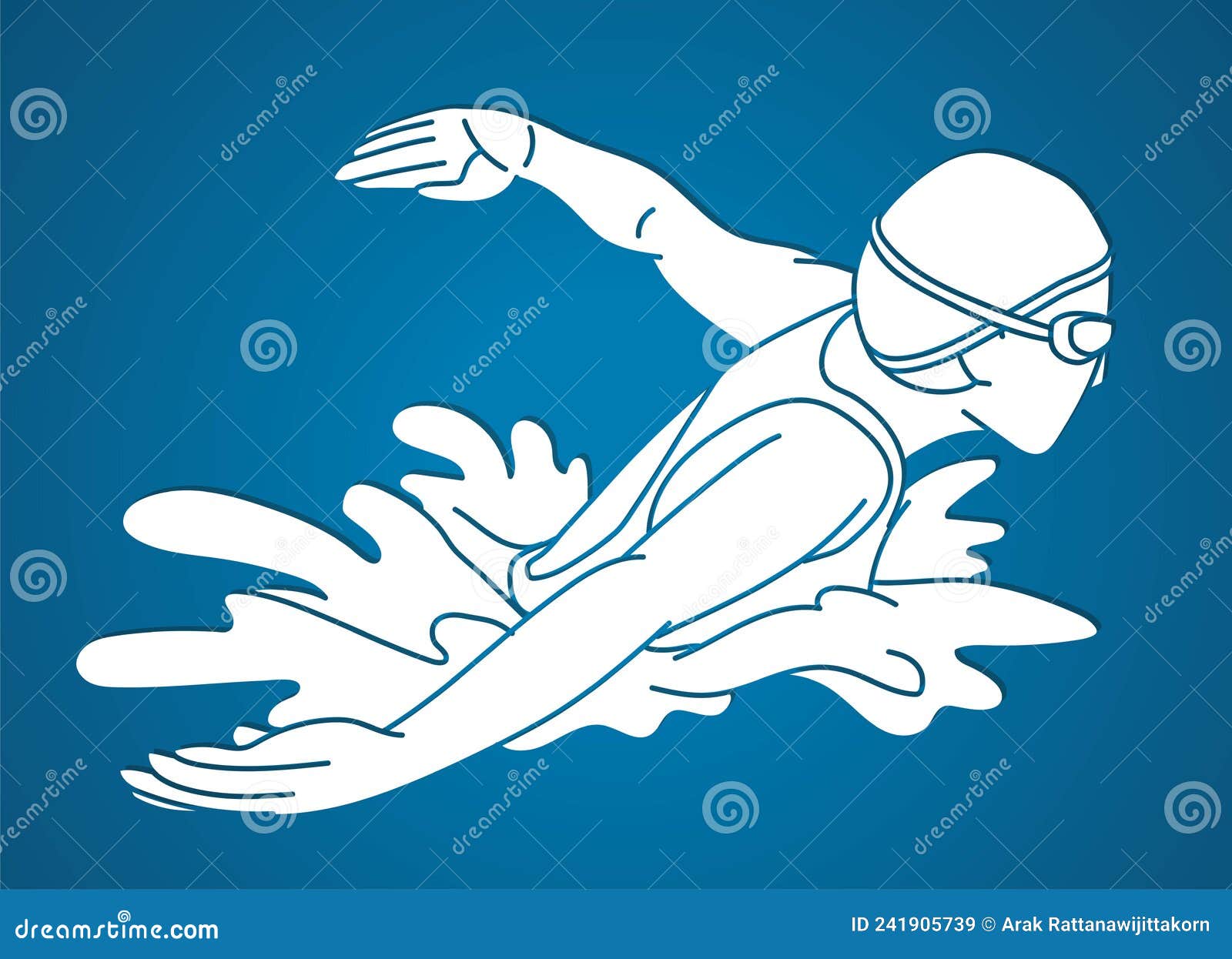 Swimming Butterfly Swimmer Action Cartoon Sport Graphic Vector Stock ...