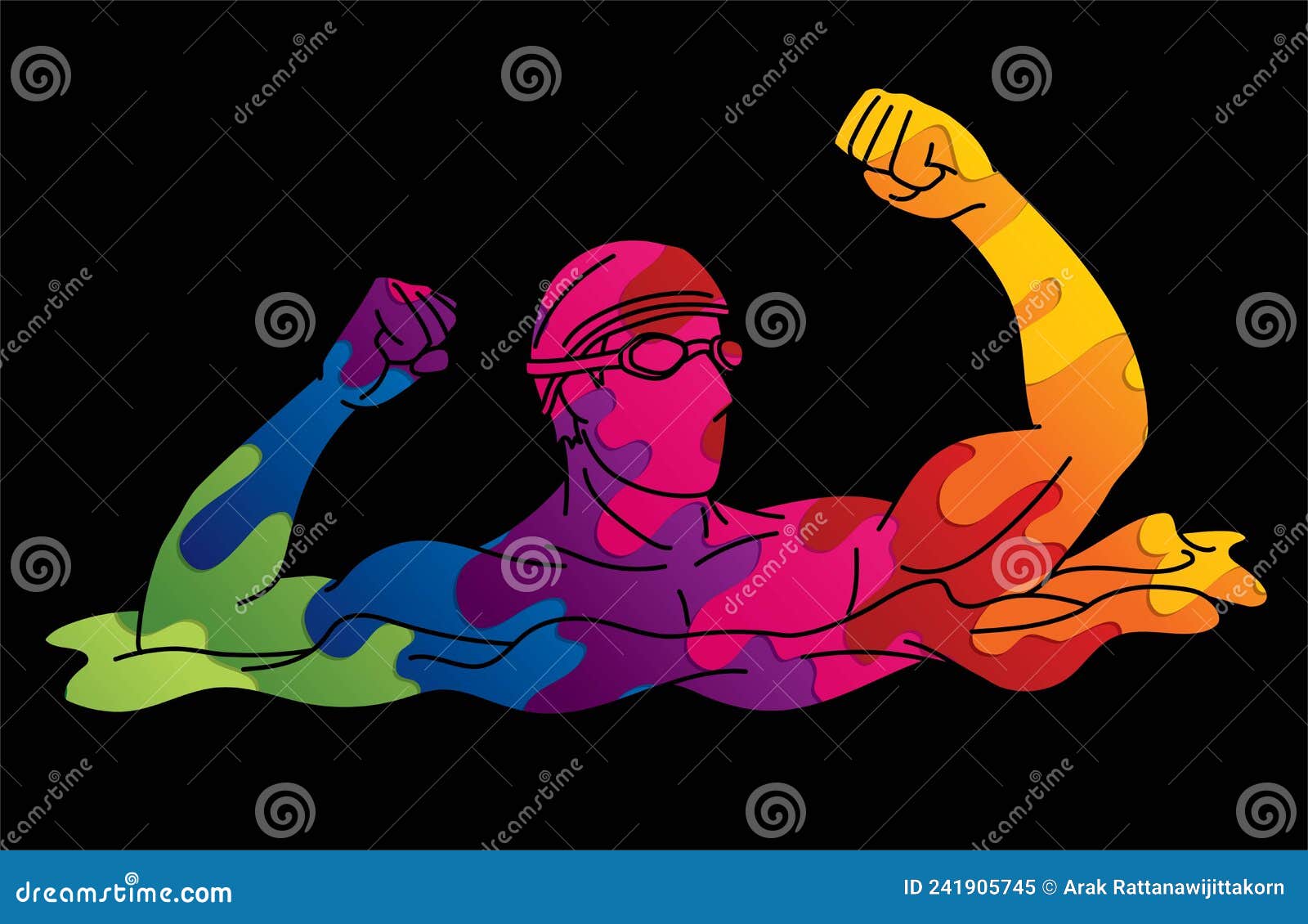 Swimming Sport Swimmer Action Cartoon Graphic Vector Stock Vector ...