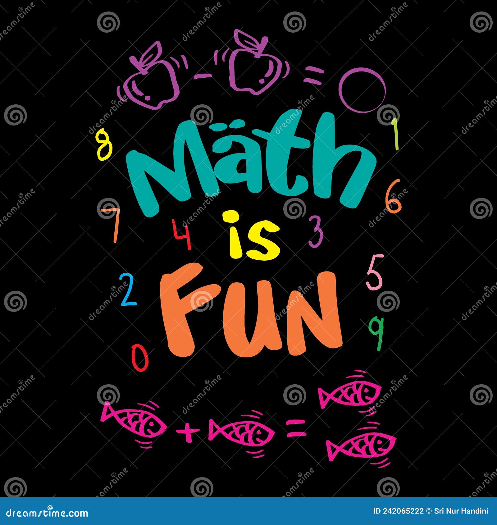 Math is Fun Hand Lettering. Stock Illustration - Illustration of ...