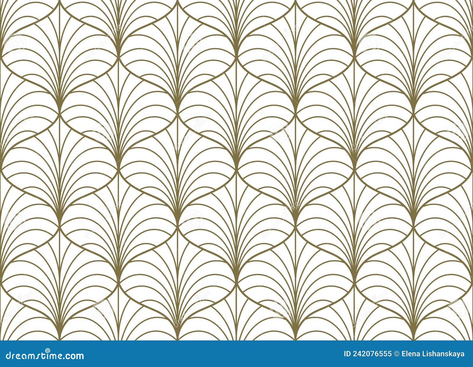 Floral Seamless Pattern, Stylized Silver Grass , Golden Lines. Japanese ...