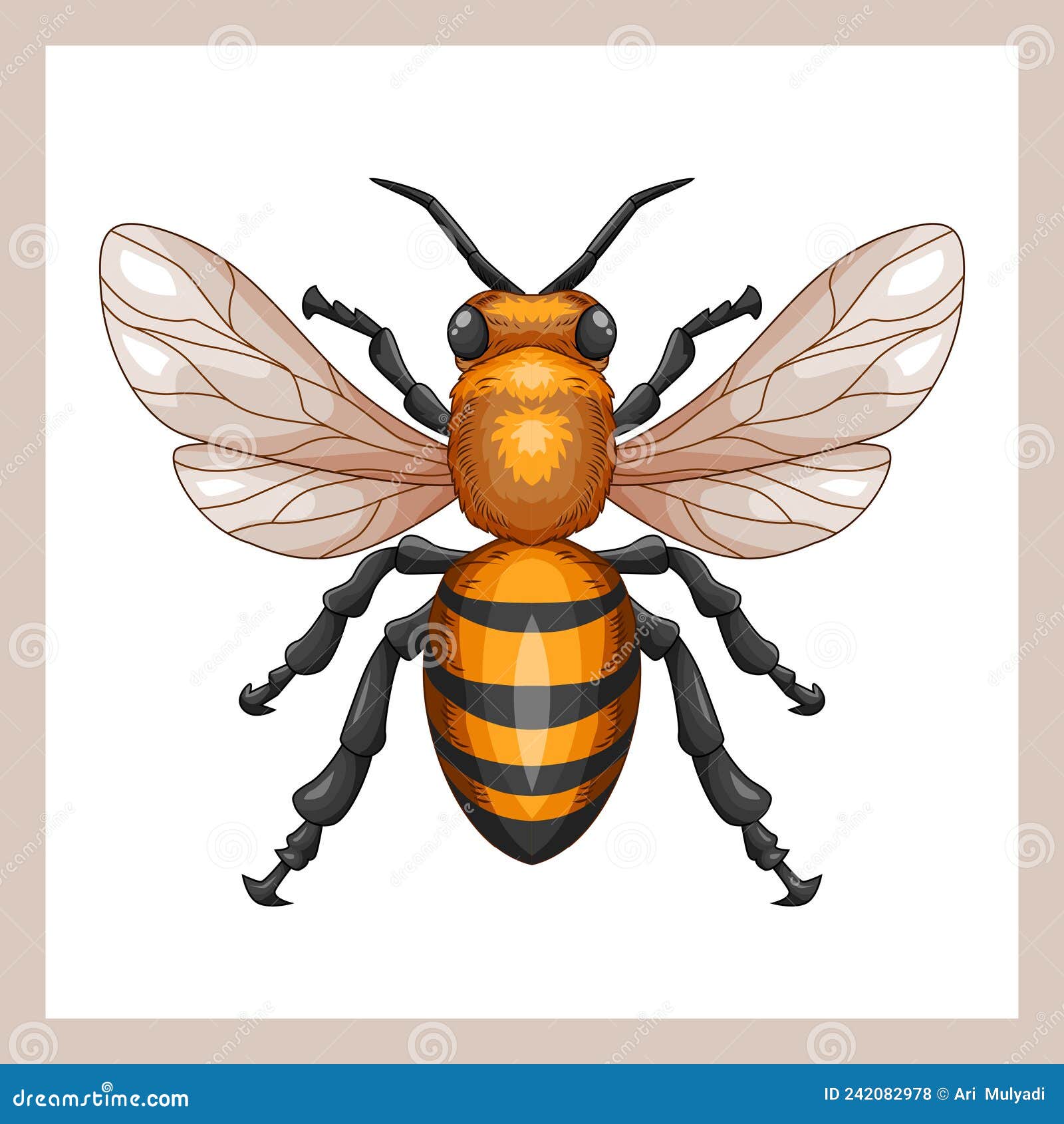 Realistic Mascot Drawing of Bees with Full of Detail Stock Vector ...