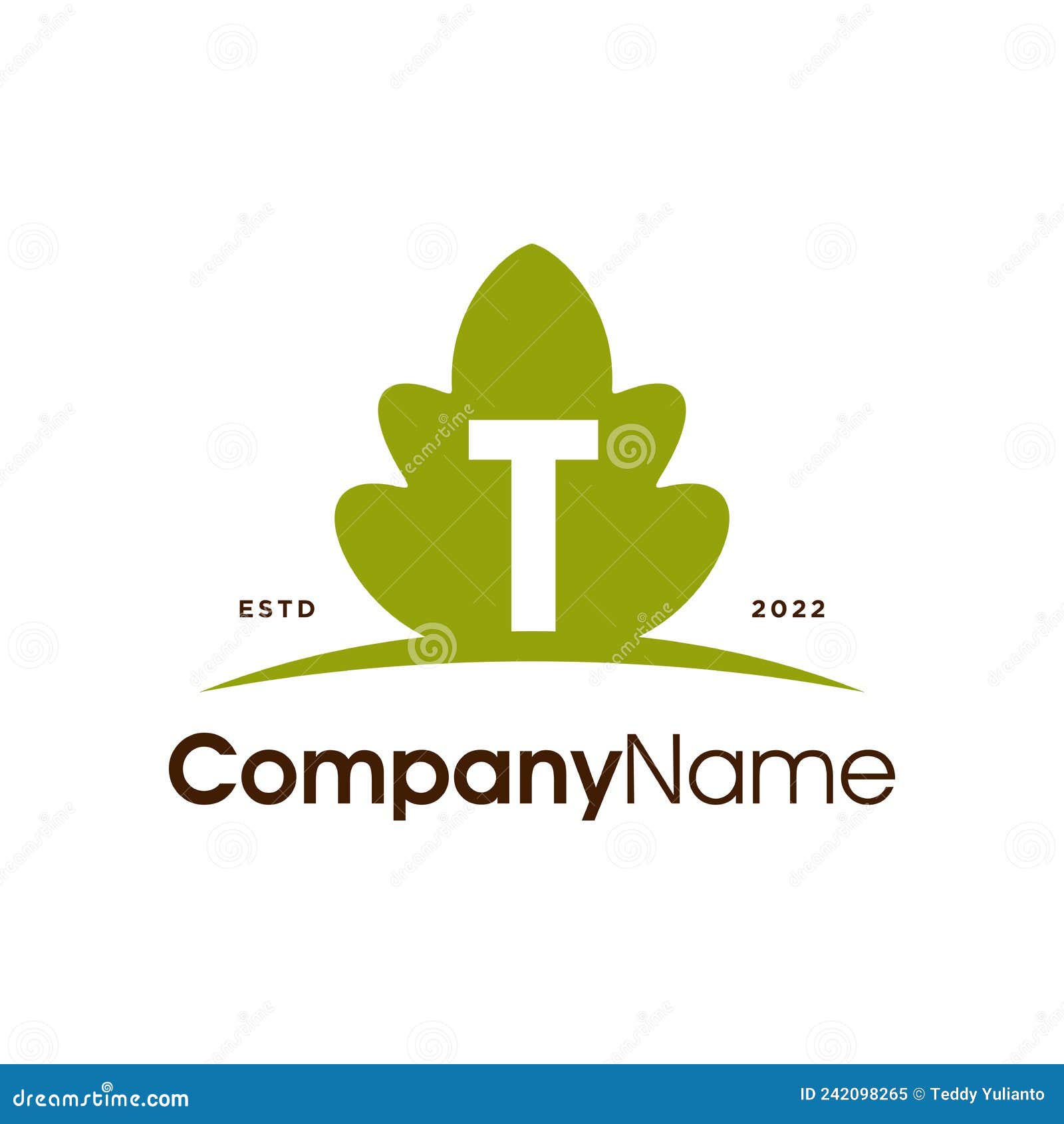 Simple and Clean Initial T Oaks Stock Vector - Illustration of isolated ...