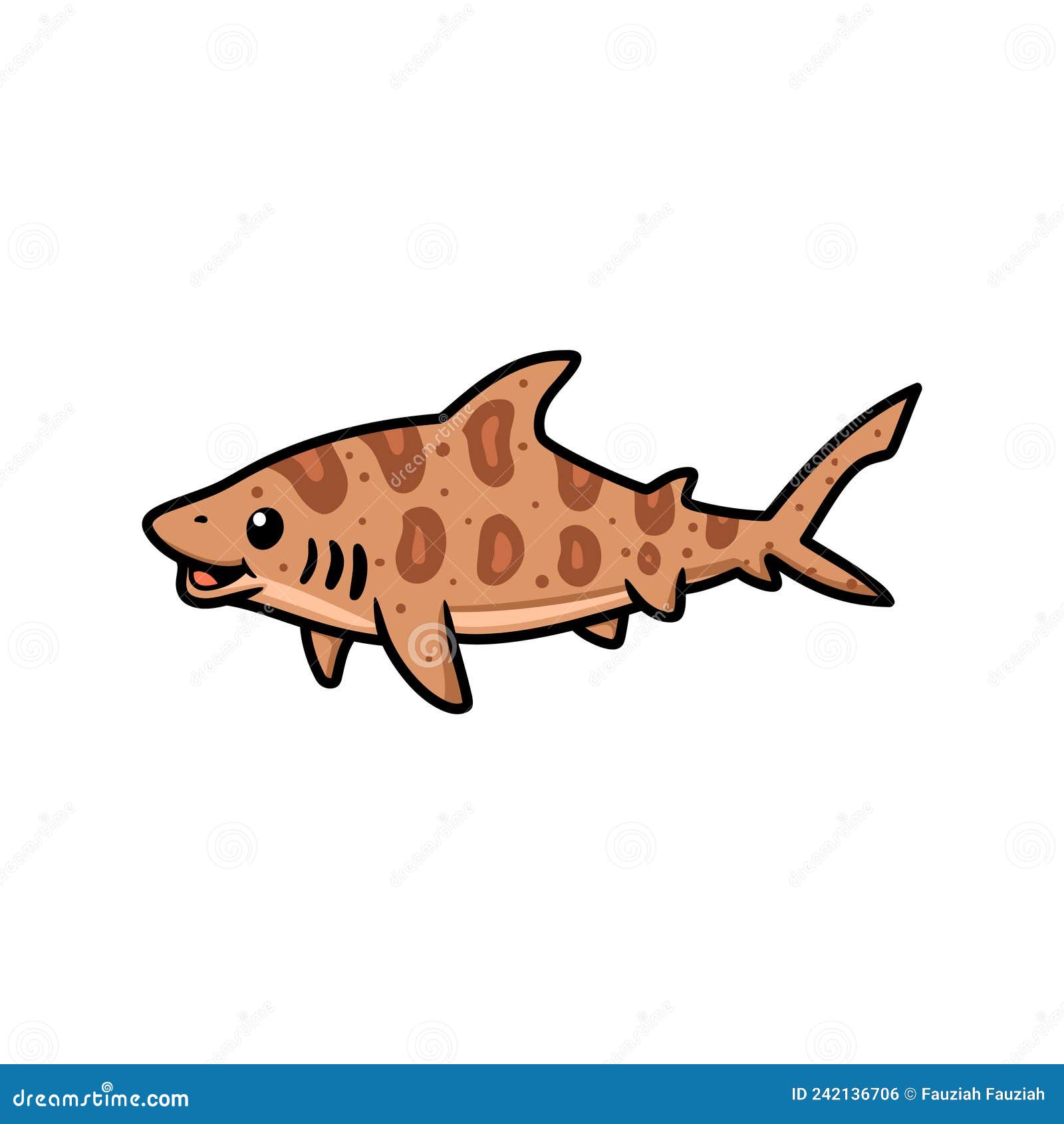 Cute Tiger Shark Cartoon Swimming Stock Vector - Illustration of chibi ...