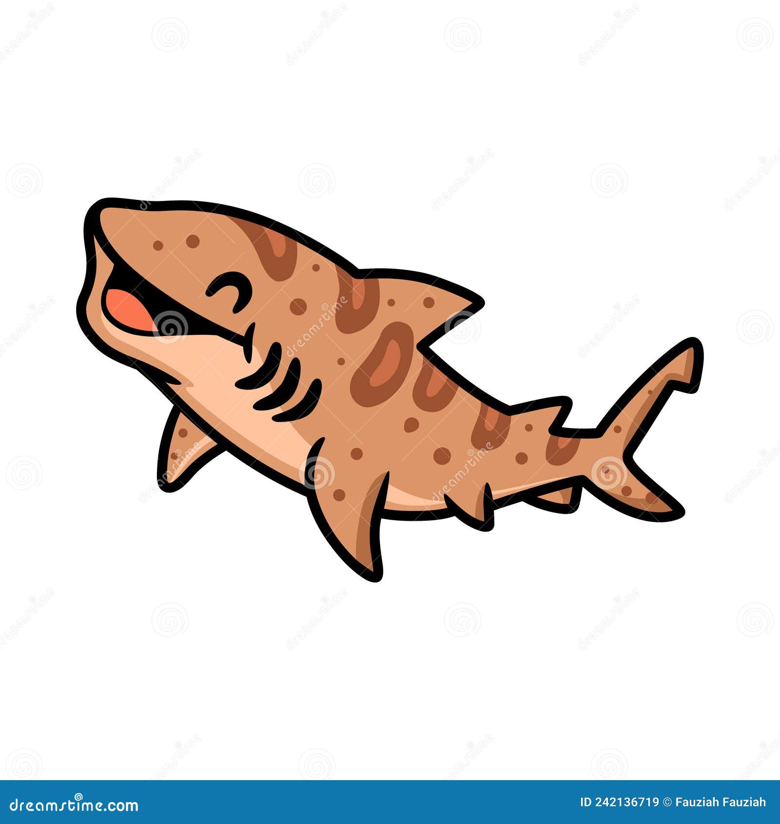 Cute Tiger Shark Cartoon Swimming Stock Vector - Illustration of mammal ...