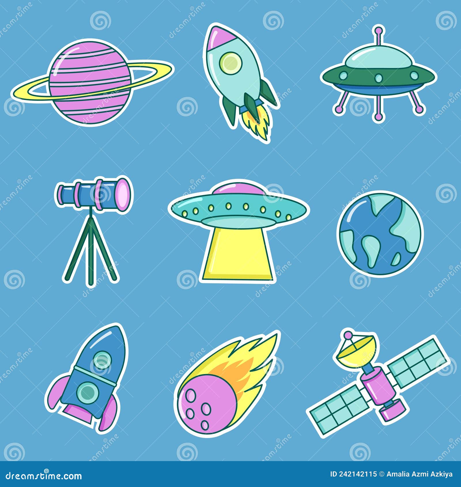 Illustration Vector of Galaxy Space Sticker. with Light Color and ...