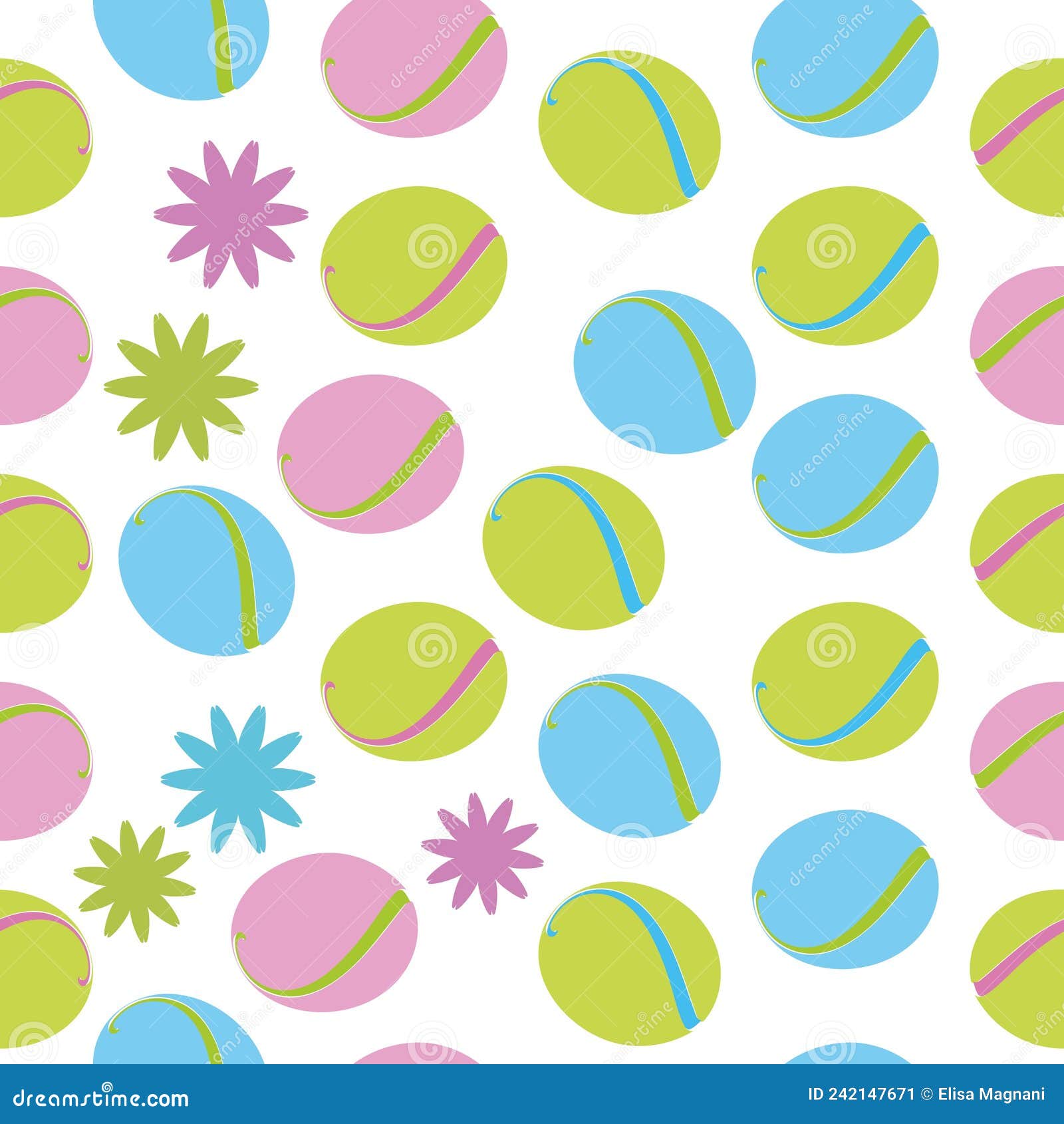 Pastel Repeat Background with Candies and Flowers. Easter Background ...