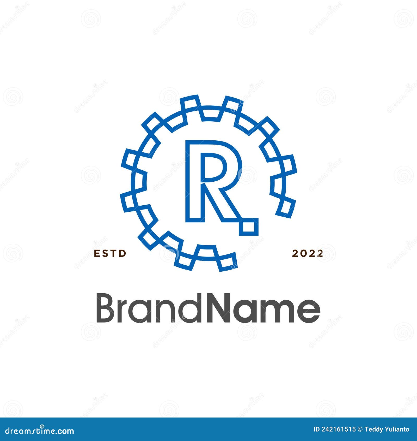 Initial R Circle Gear Logo stock vector. Illustration of mechanic ...