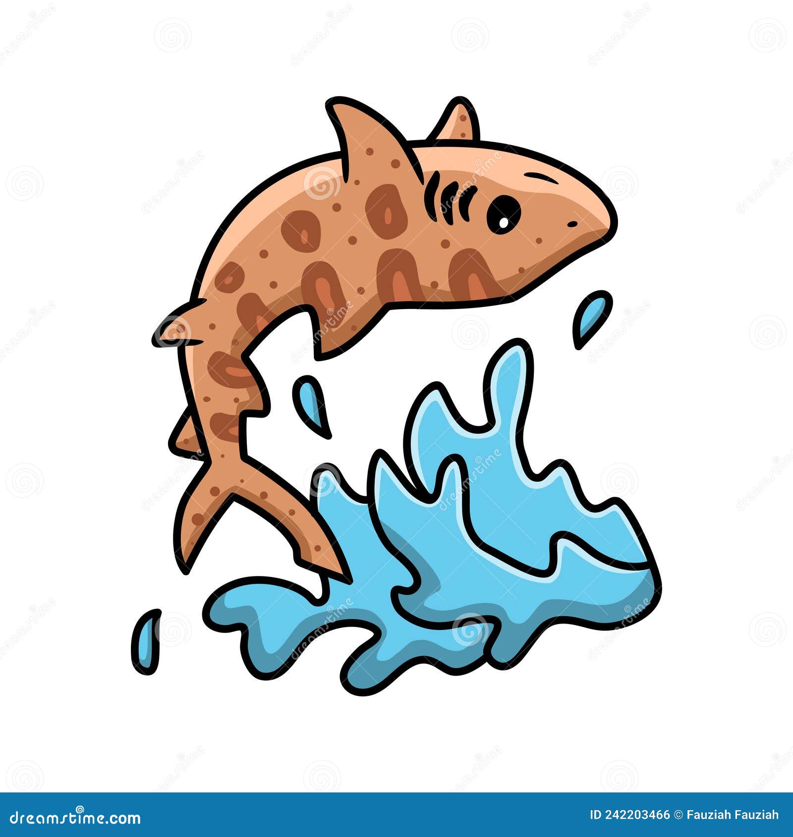 Cute Tiger Shark Cartoon Jumping Stock Vector - Illustration of ...