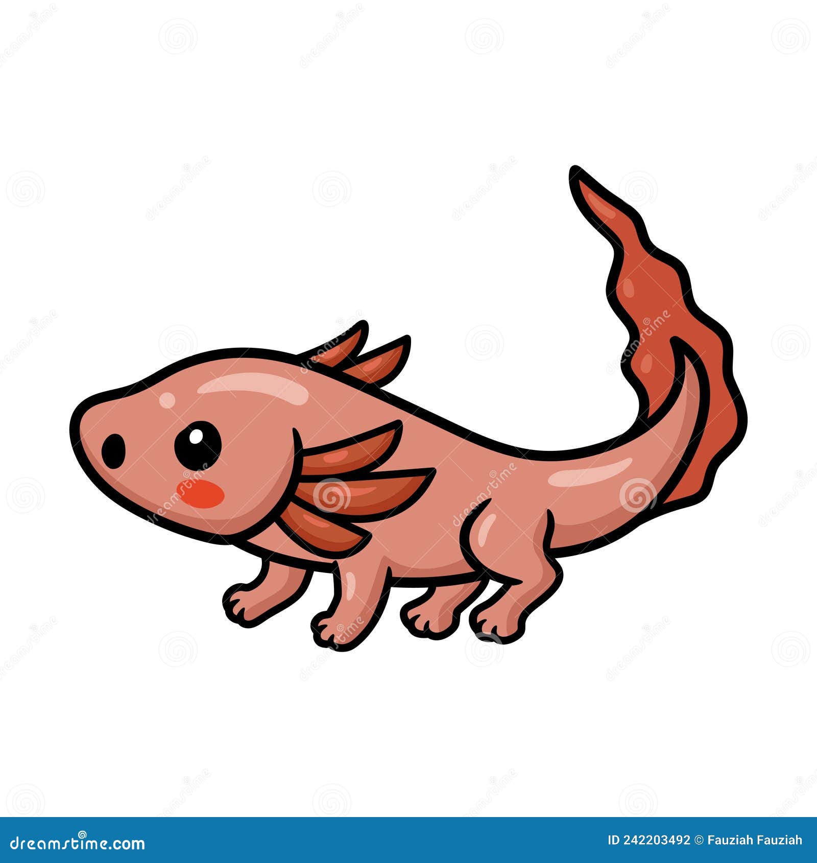 Cute Axolotl Cartoon Vector Illustration Stock Vector - Illustration of ...