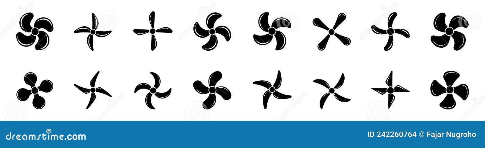 Symbols Fan Rotating Vector Illustration.Propeller Icon Set Stock ...